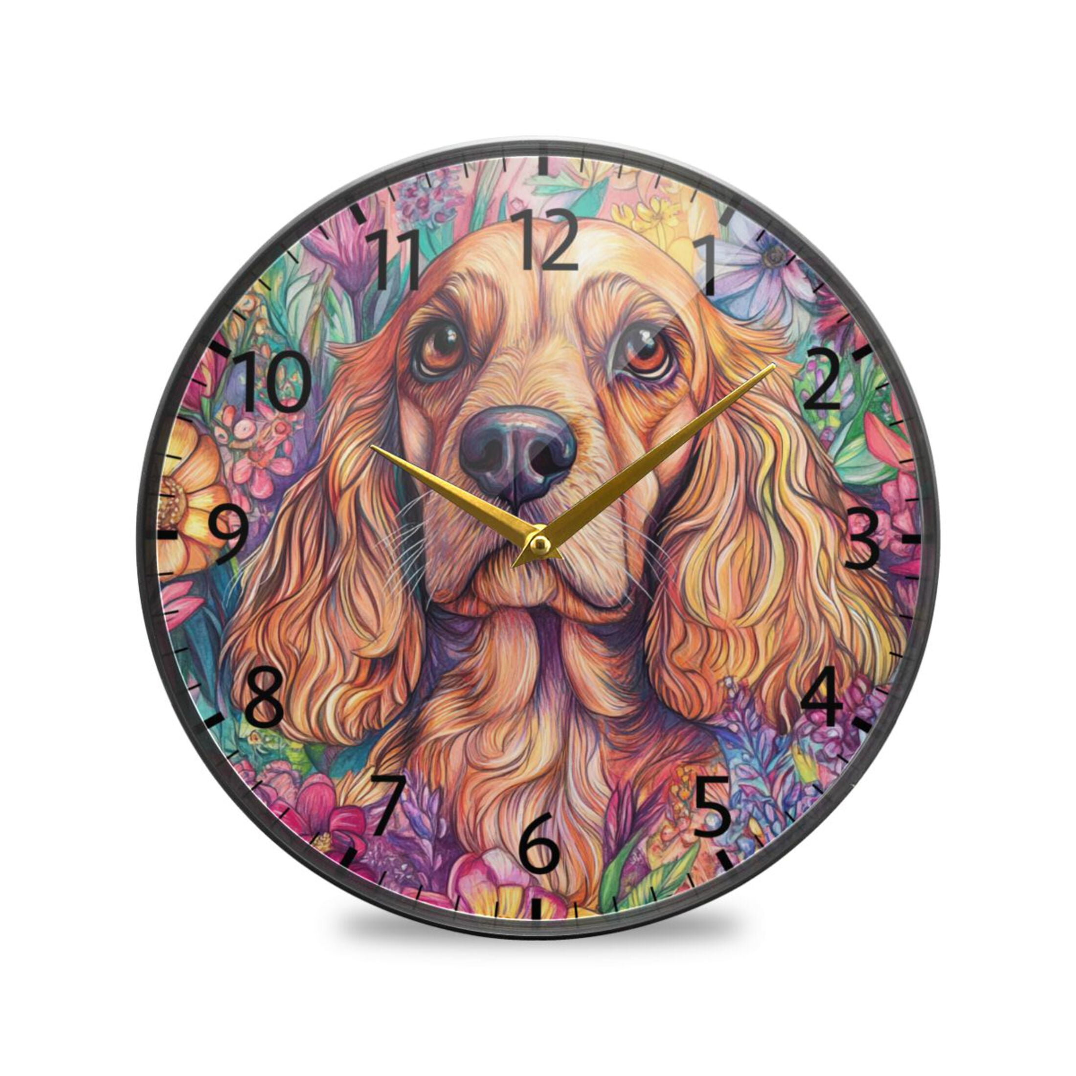 BZSMCE Wall Clock Acrylic Size：9.5*9.5in/11.9*11.9in Floral Companion Design Pattern Clock ...