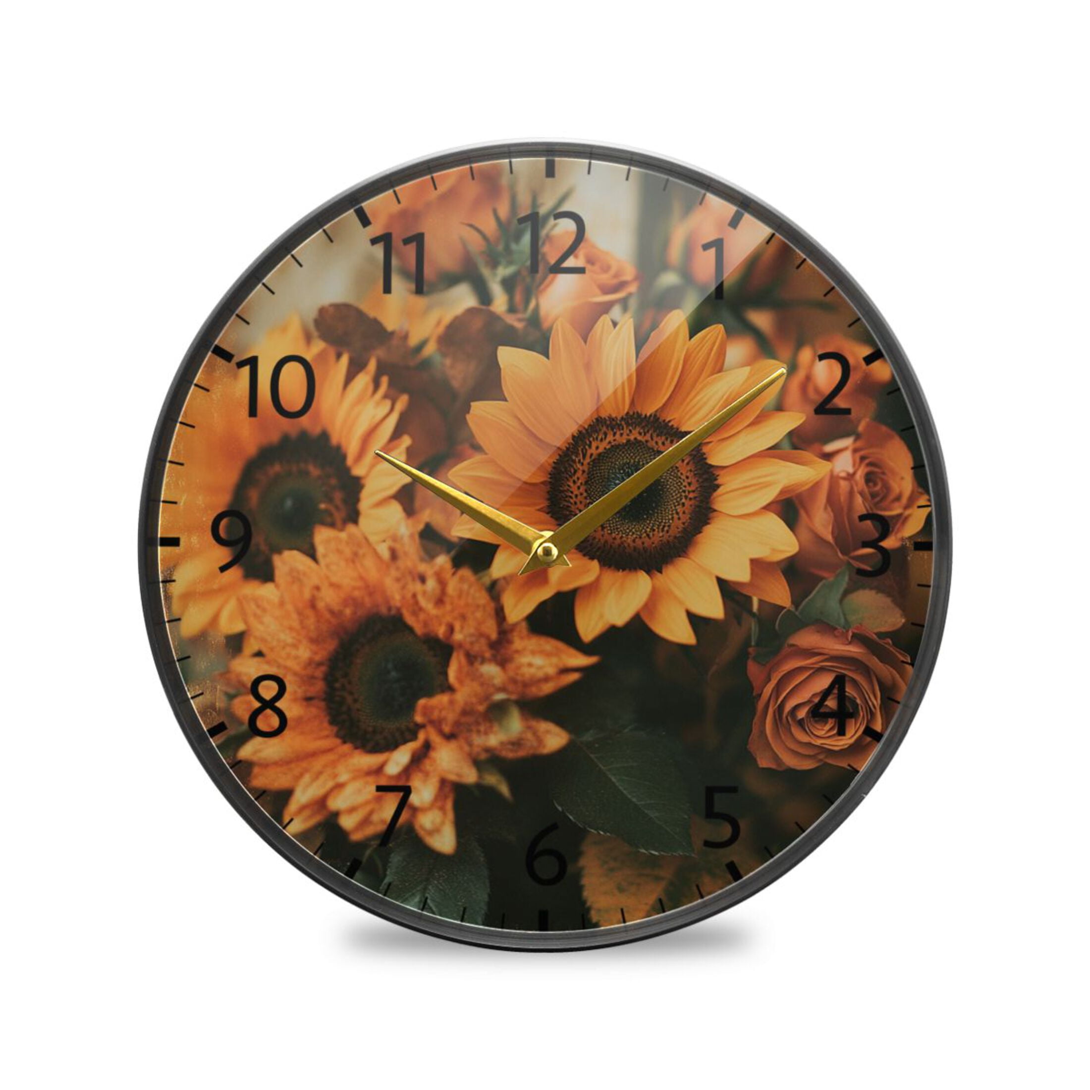 BZSMCE Wall Clock Acrylic Size：9.5*9.5in/11.9*11.9in Golden Blossom ...