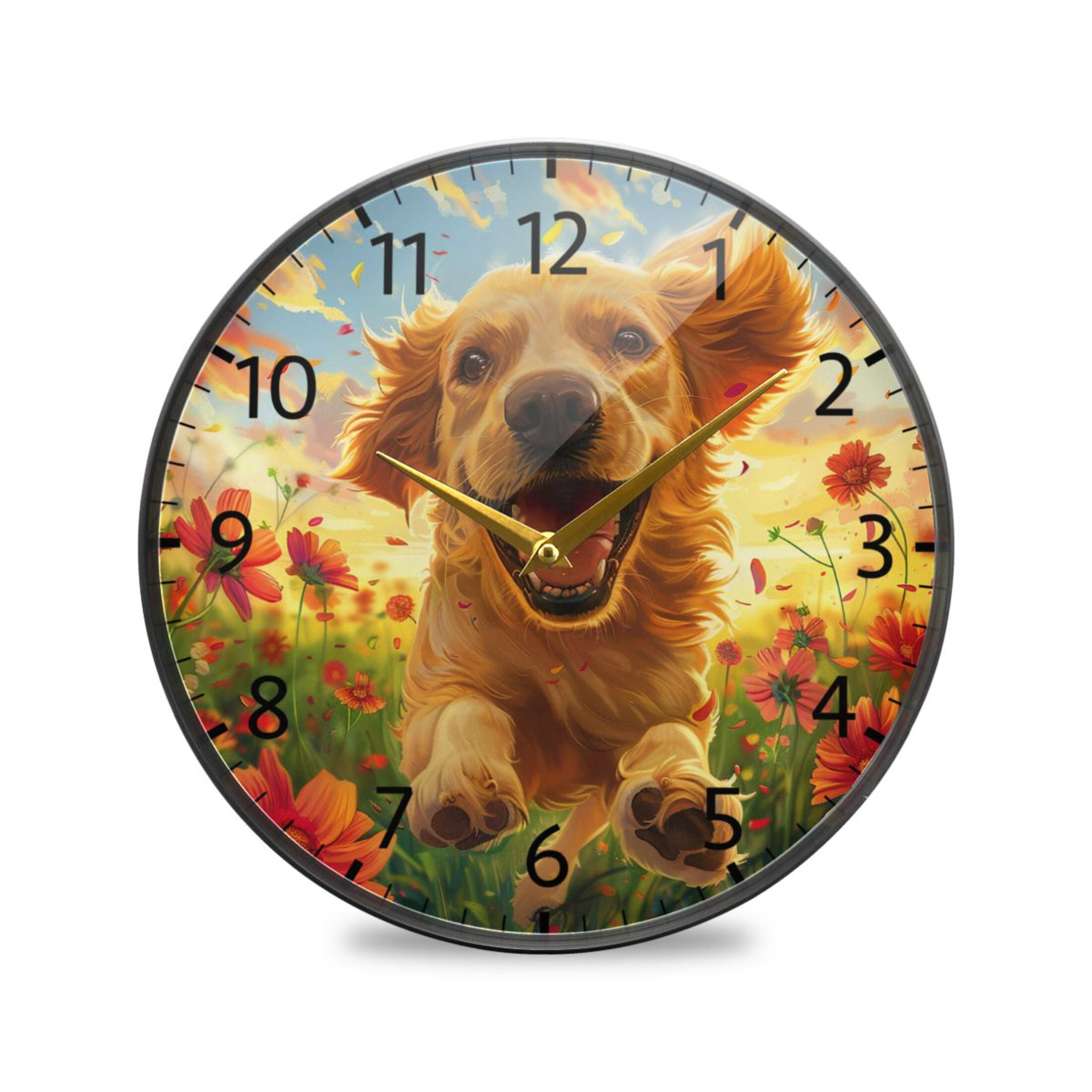 BZSMCE Wall Clock Acrylic Size：9.5*9.5in/11.9*11.9in Golden Sunshine ...