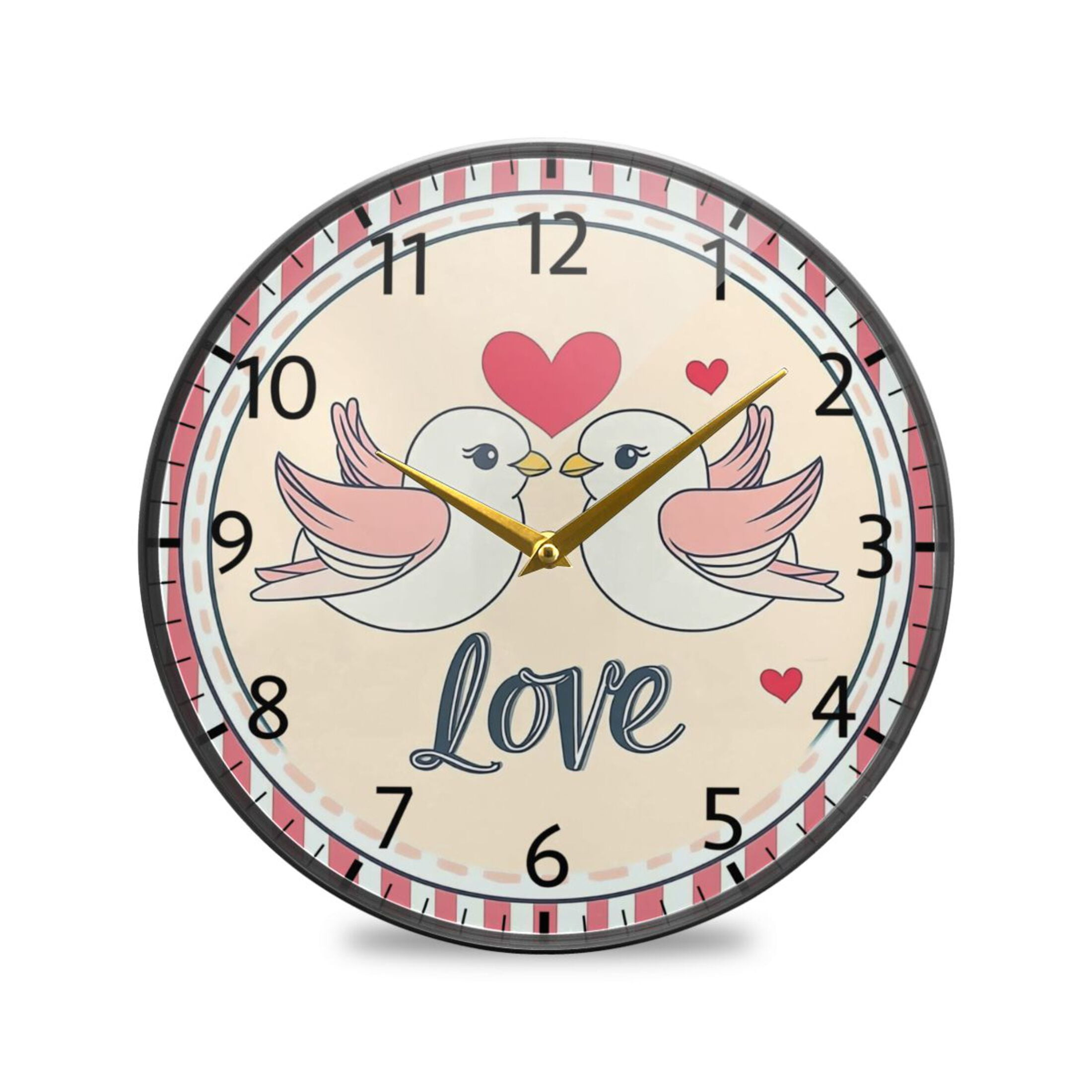 BZSMCE Wall Clock Acrylic Size：9.5*9.5in/11.9*11.9in Lovebirds in ...