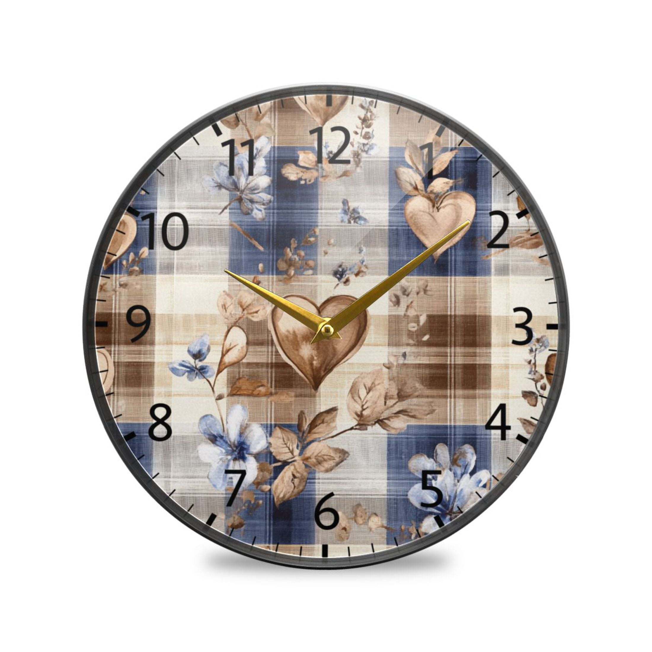 BZSMCE Wall Clock Acrylic Size：9.5*9.5in/11.9*11.9in Rustic Hearts and ...