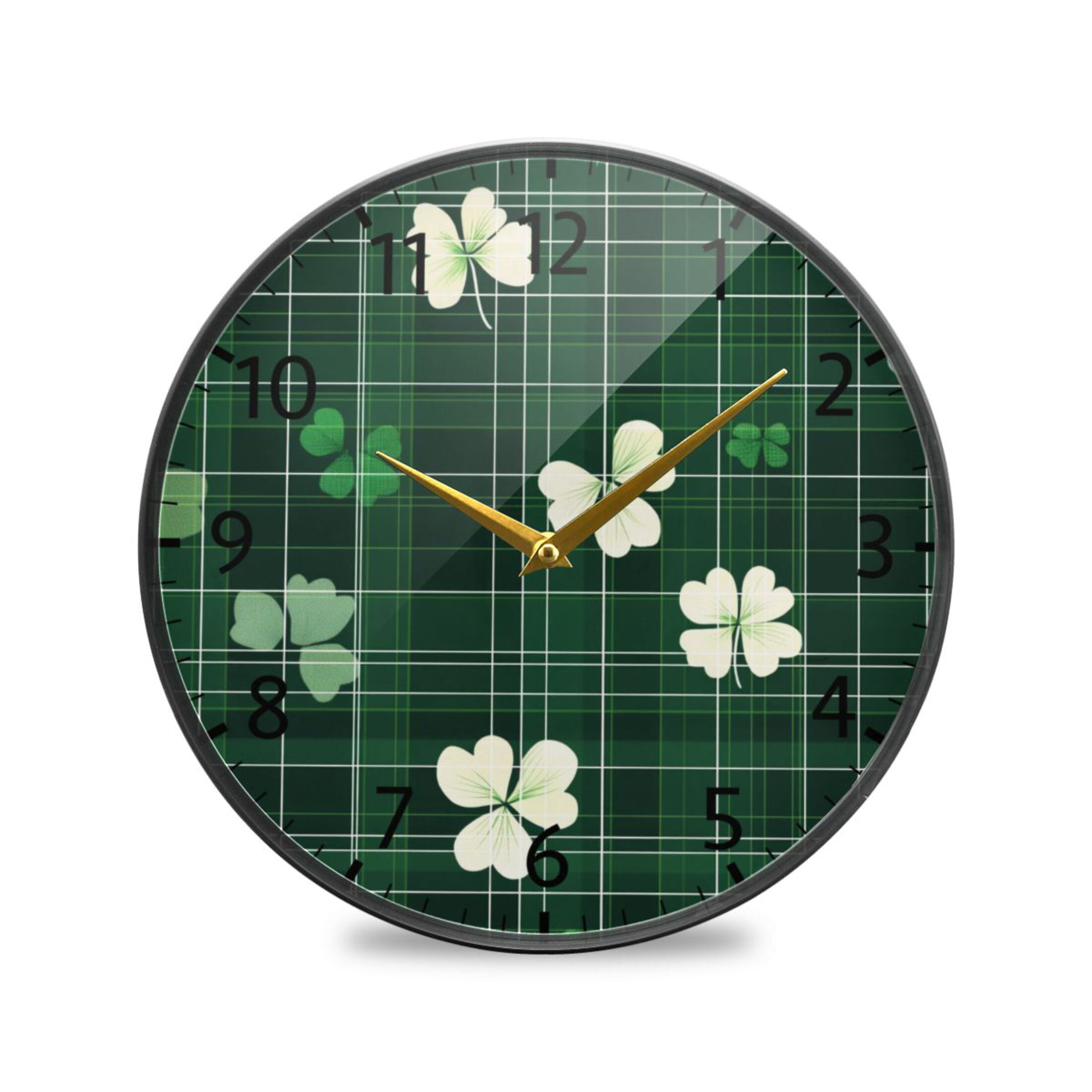 BZSMCE Wall Clock Acrylic Size：9.5*9.5in/11.9*11.9in Shamrock Tartan ...