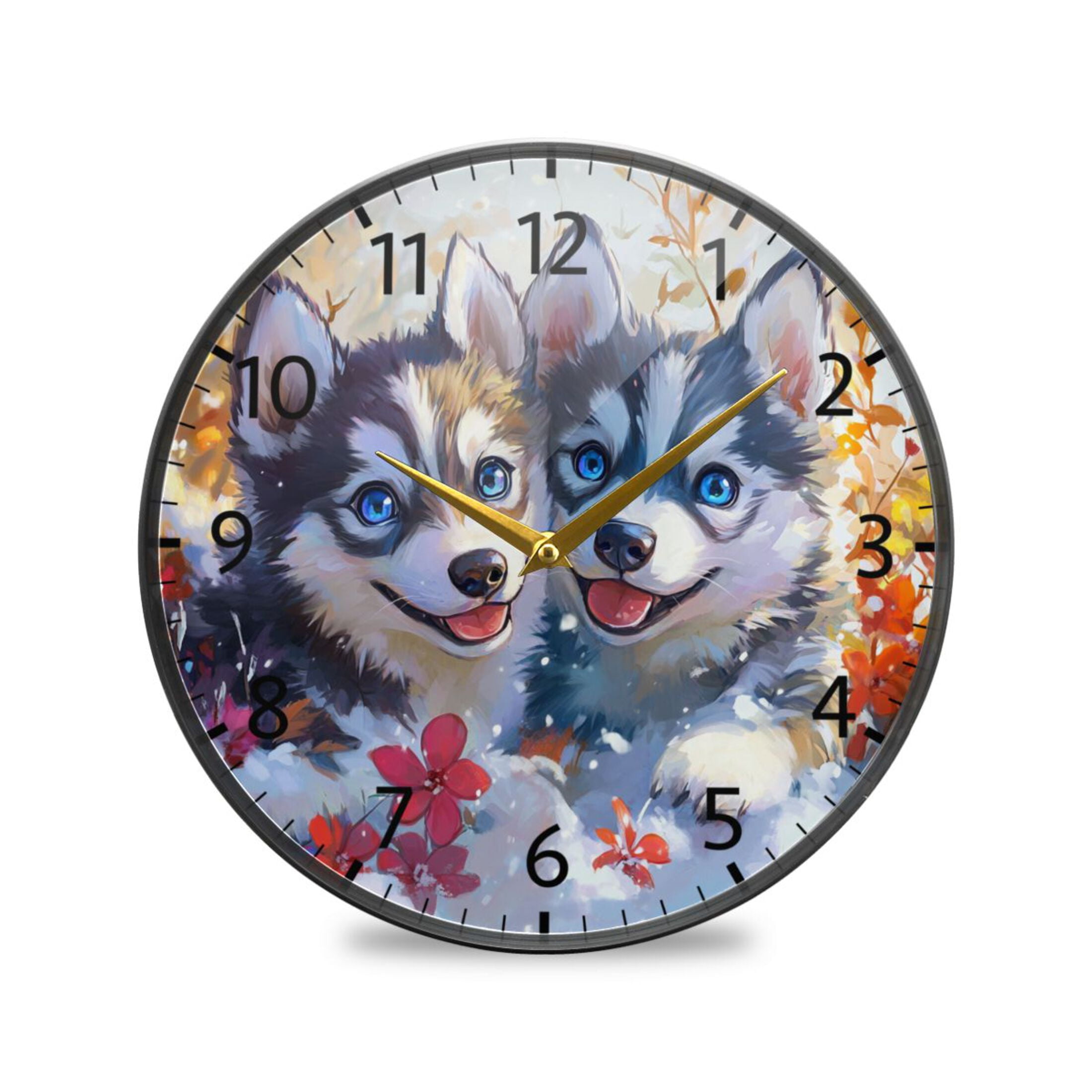 BZSMCE Wall Clock Acrylic Size：9.5*9.5in/11.9*11.9in Snowy Paws and ...