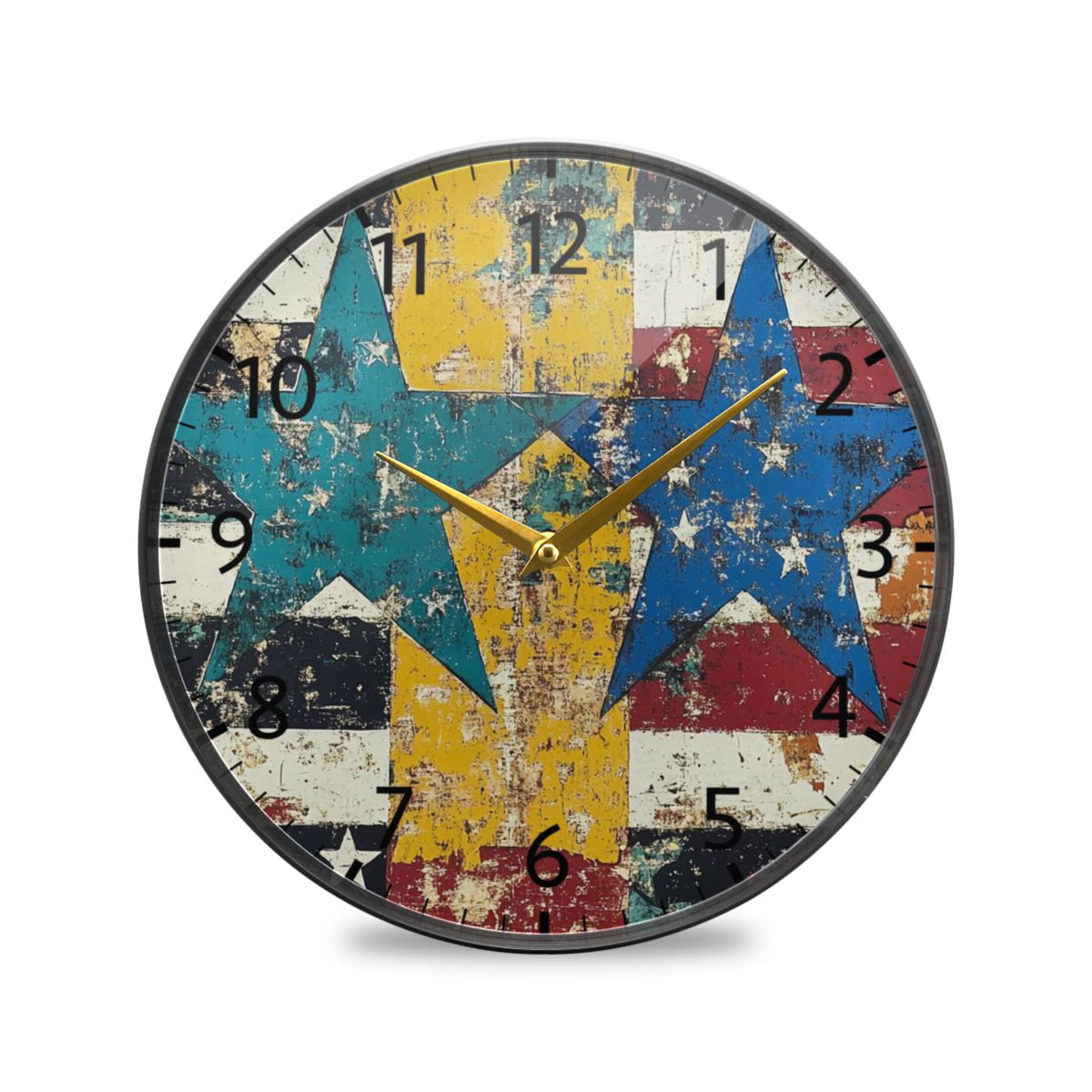 BZSMCE Wall Clock Acrylic Size：9.5*9.5in/11.9*11.9in Star-spangled ...