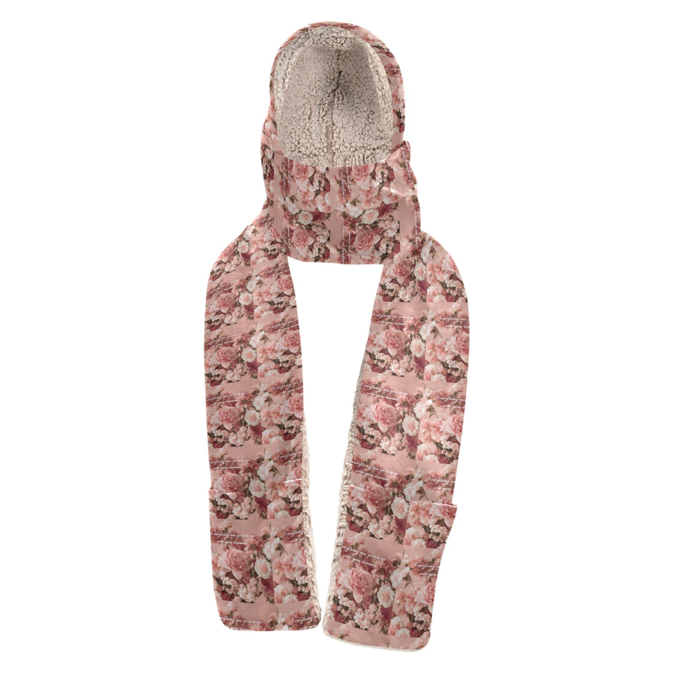BZSMCE Warm Fleece Hood Scarf Wrap Dreamy Blooms Pattern - Walmart.com