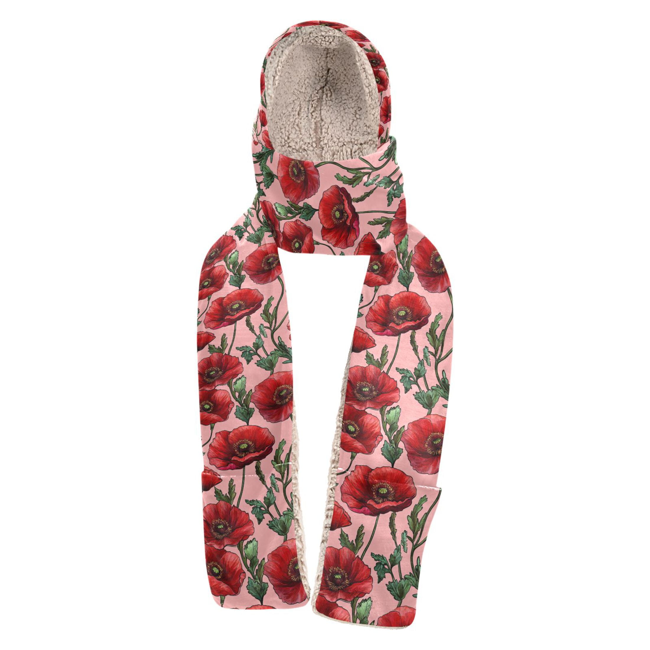 BZSMCE Warm Fleece Hood Scarf Wrap Floral Love Fest Pattern - Walmart.com