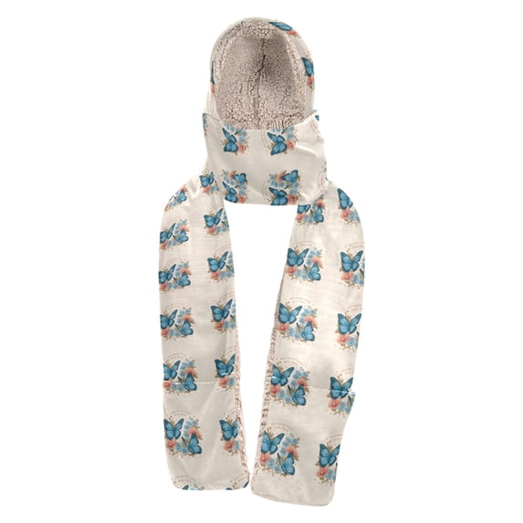 BZSMCE Warm Fleece Hood Scarf Wrap Flutter Joy Pattern - Walmart.com