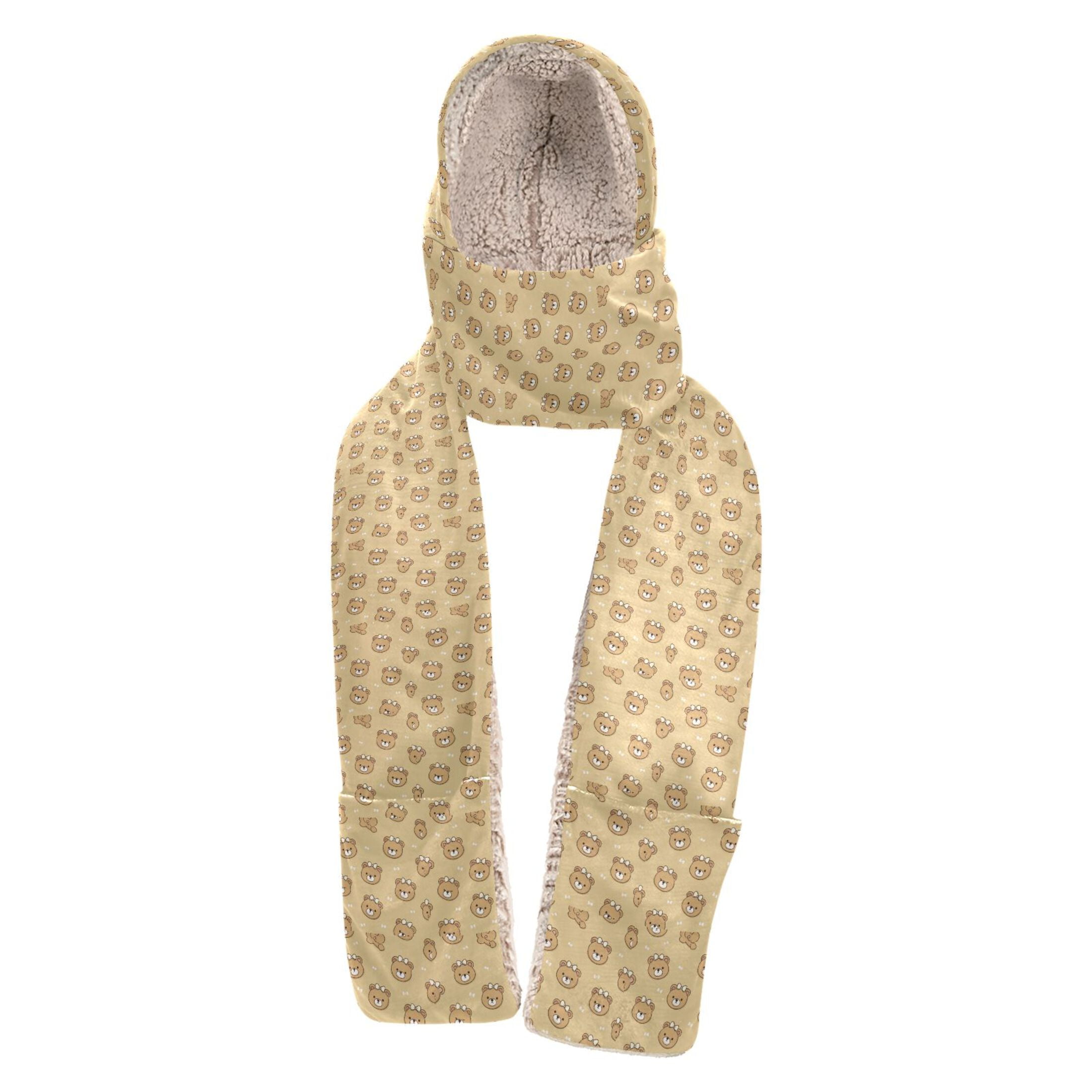 BZSMCE Warm Fleece Hood Scarf Wrap Teddy Bear Pattern Parade Pattern ...