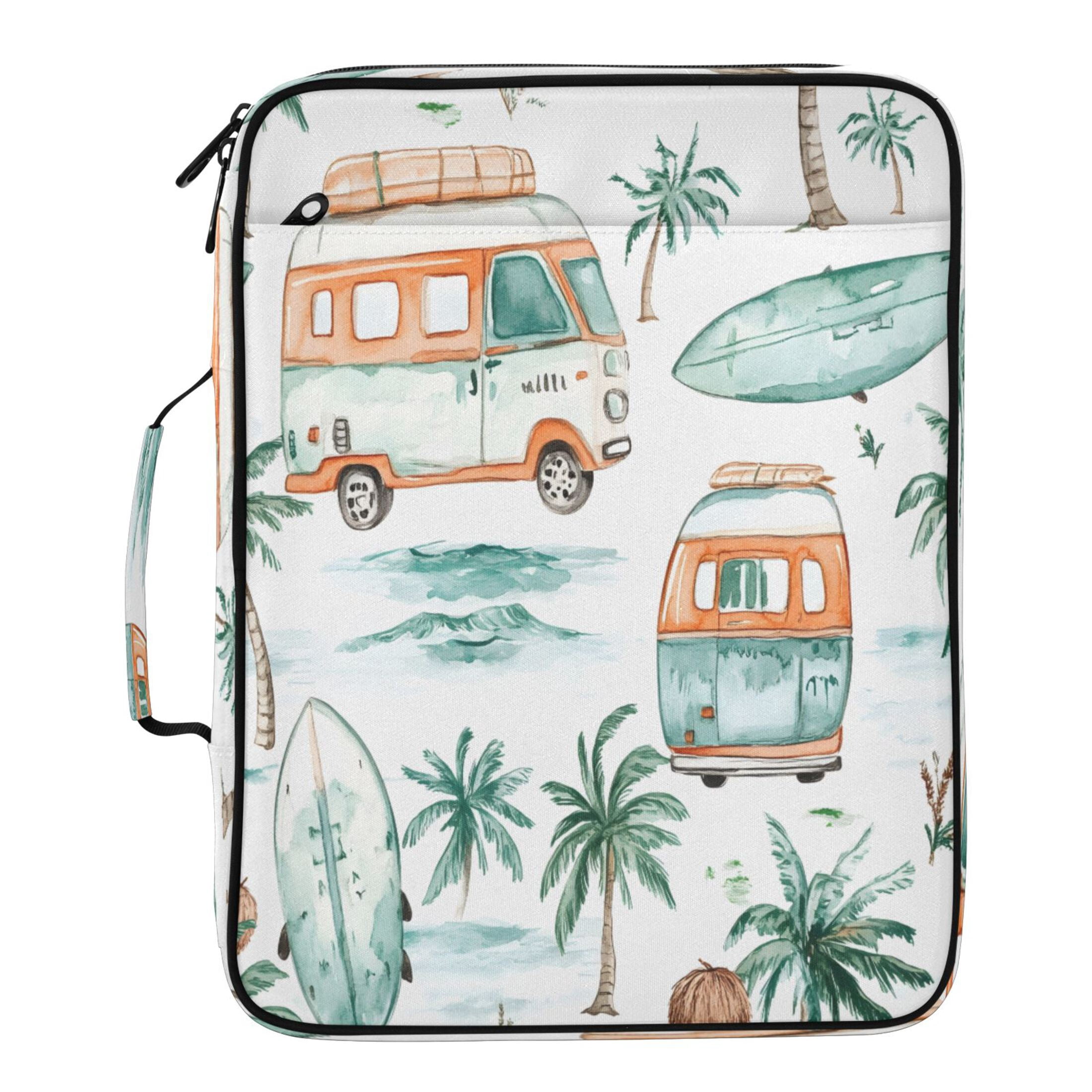 BZSMCE Watercolor Bus Palm Tree Pattern Water-Resistant Filing Folder ...