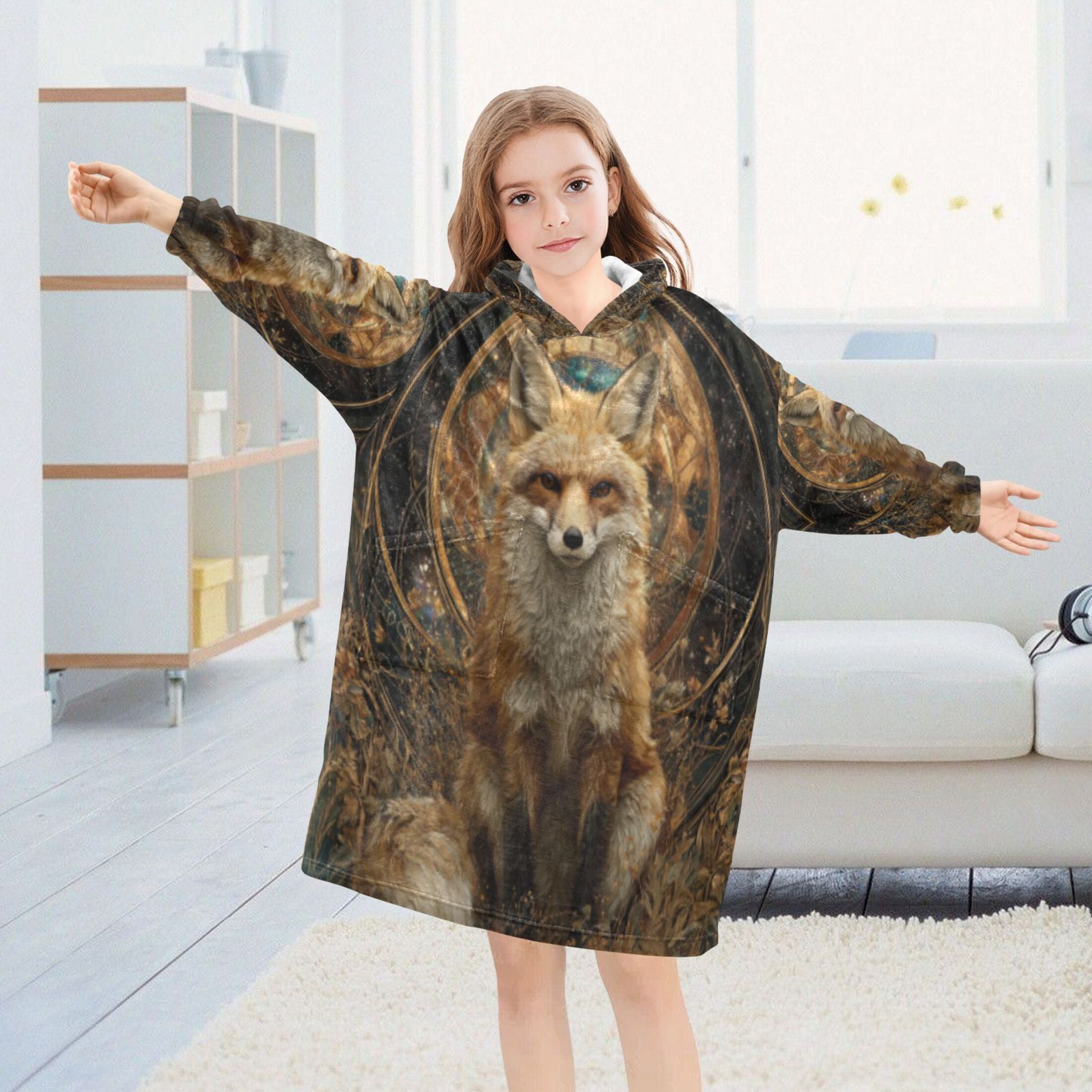 BZSMCE Wearable Blanket Hoodie Fashion Arcane Fox Medallion Home Wear ...
