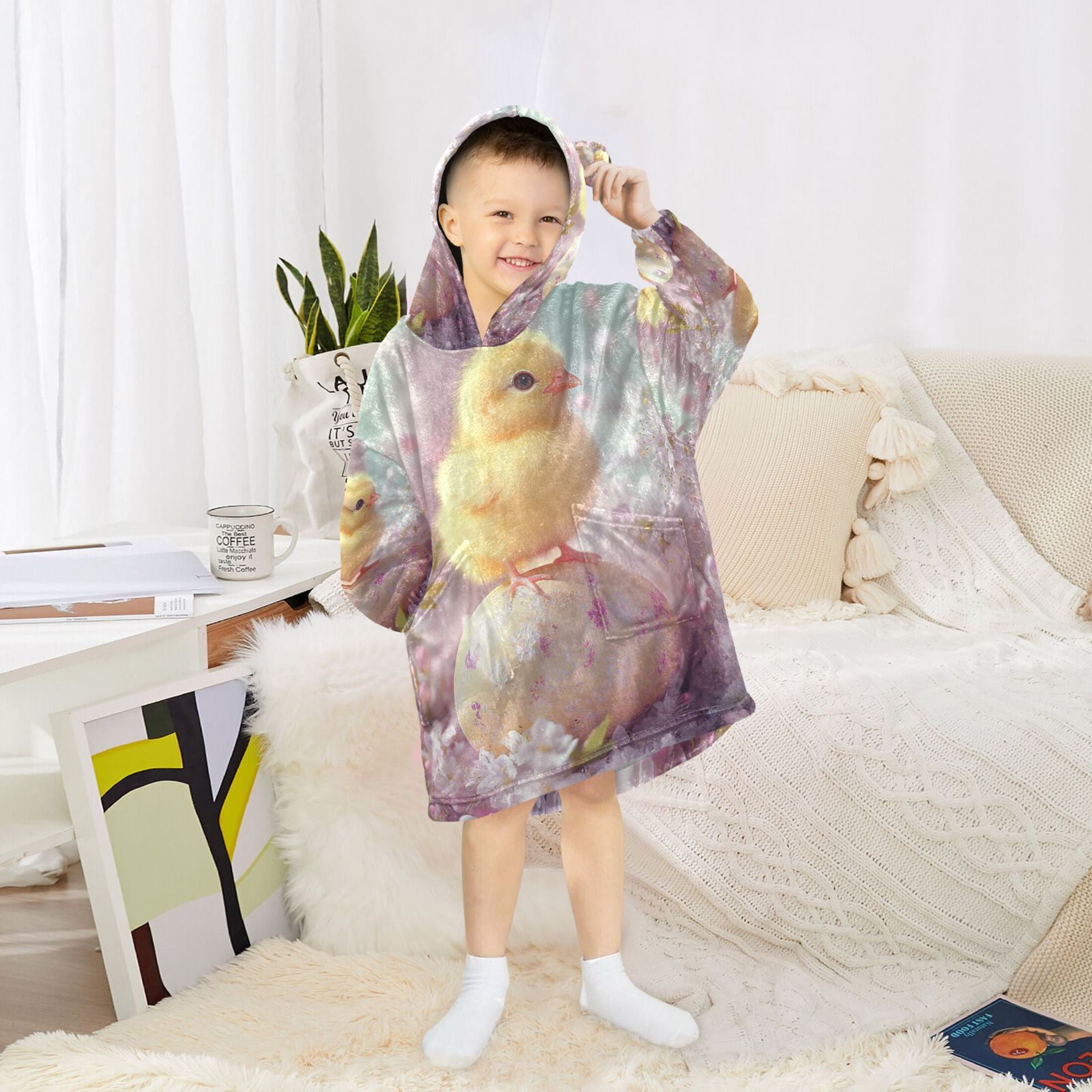 BZSMCE Wearable Blanket Hoodie Fashion Chick on Easter Egg Home Wear ...