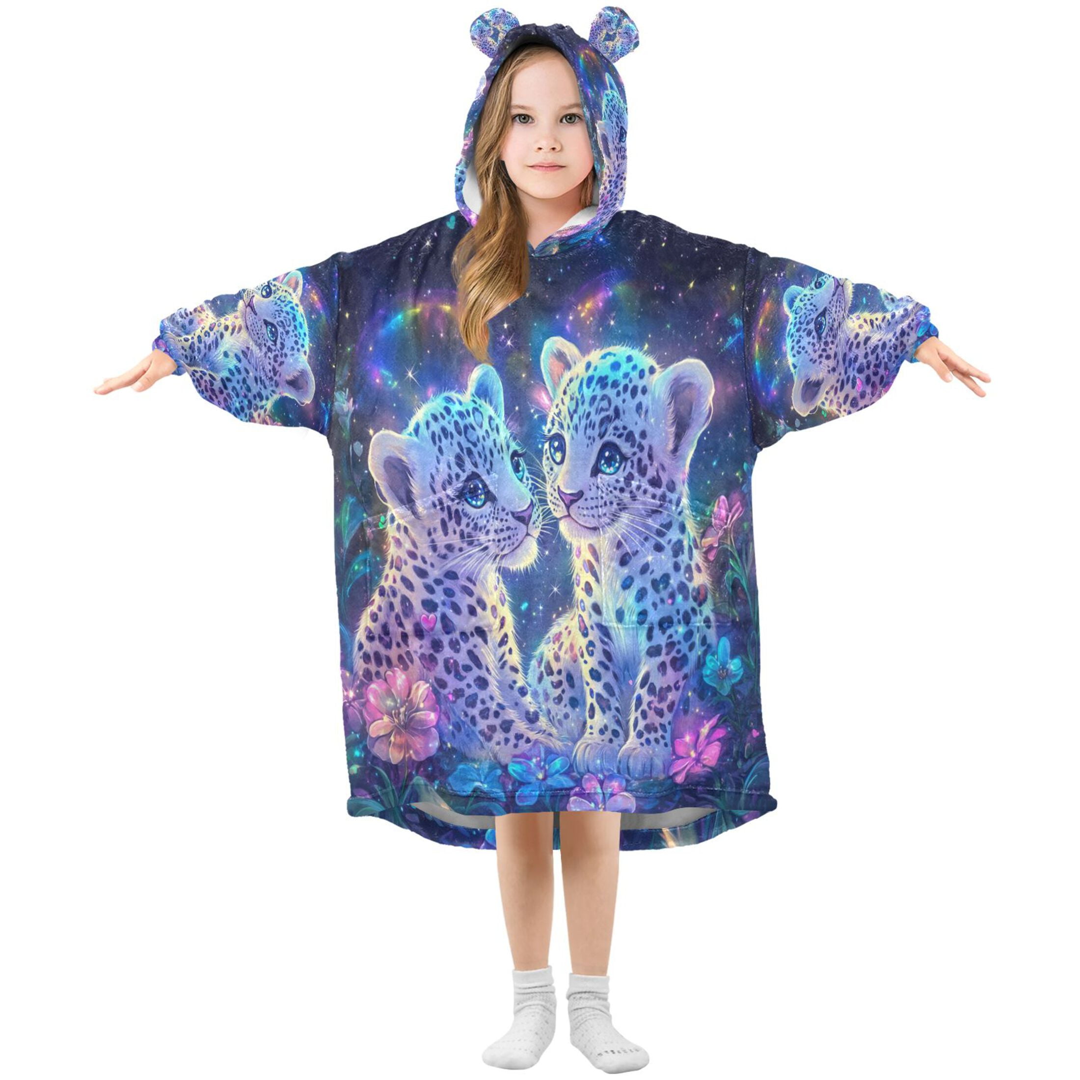 BZSMCE Wearable Blanket Hoodie Fashion Cosmic Leopard Twins Home Wear ...