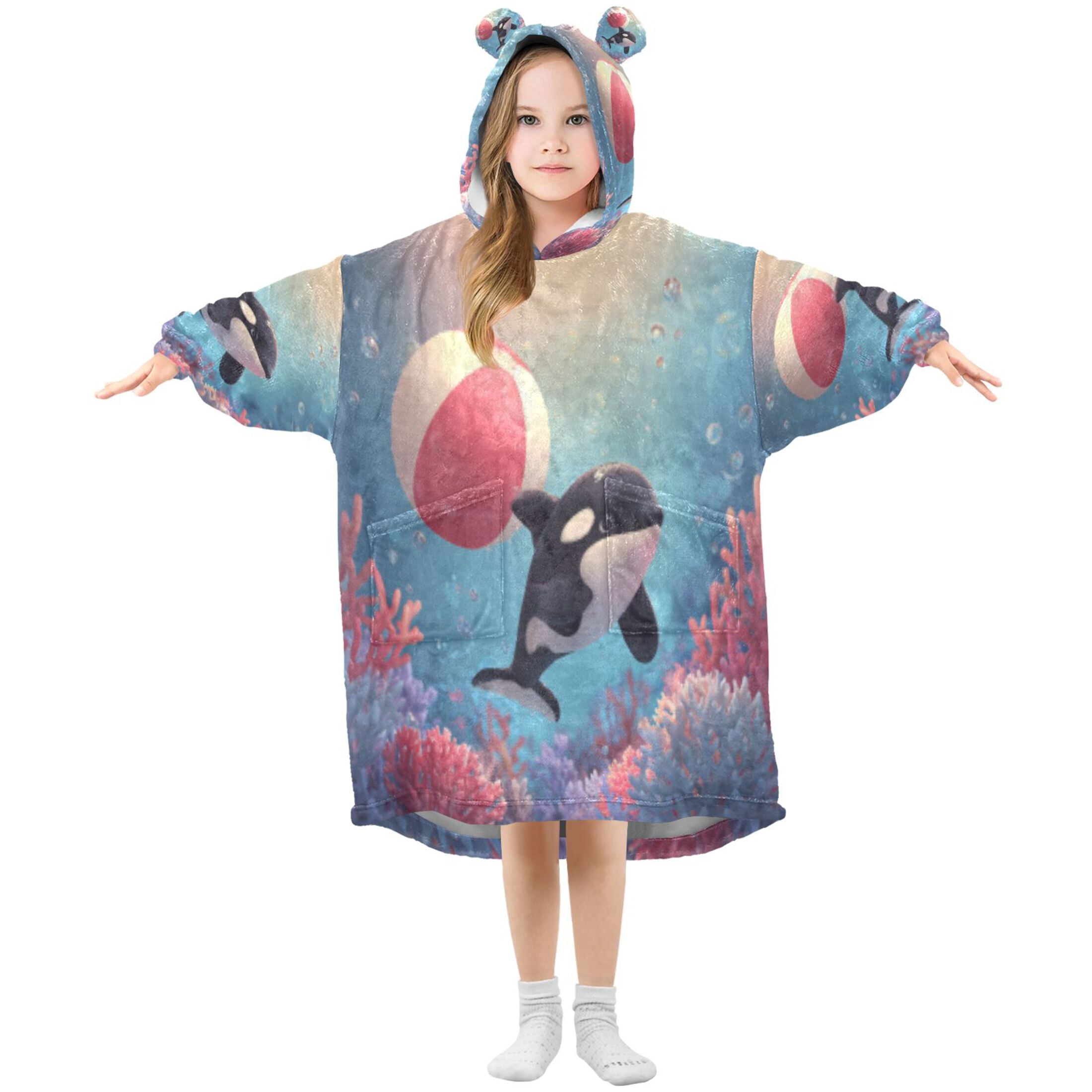 BZSMCE Wearable Blanket Hoodie Fashion Orca Beach Ball Home Wear ...