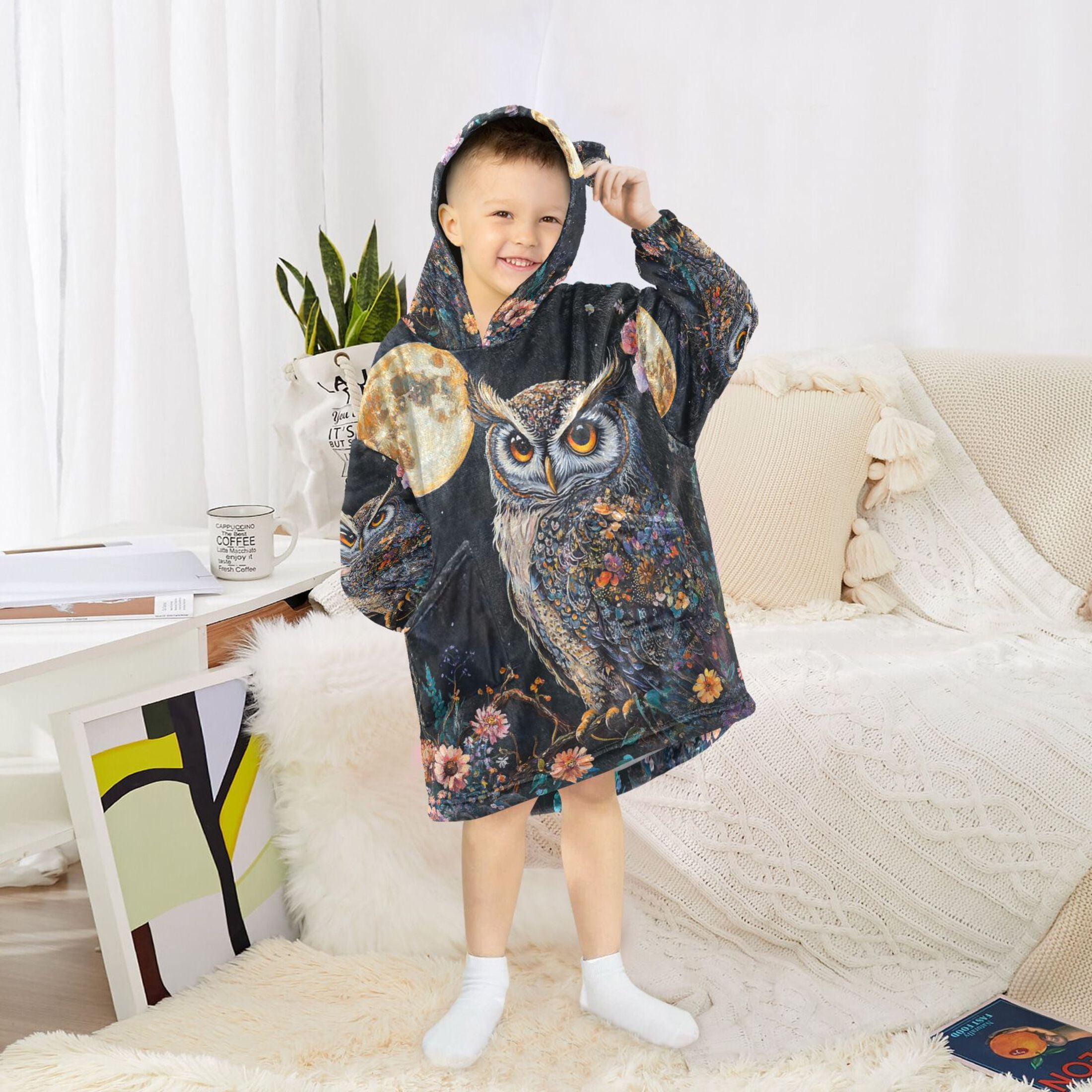 BZSMCE Wearable Blanket Hoodie Fashion Owl under The Moonlight Home ...