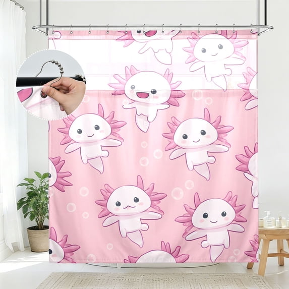 BZSMCE White Axolotl Pattern Pattern Bathroom Shower Curtain Set with ...