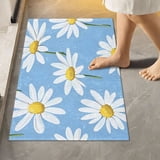BZSMCE White Daisy Pattern 2-Piece Non-Slip Absorbent Bathroom Rug Set ...