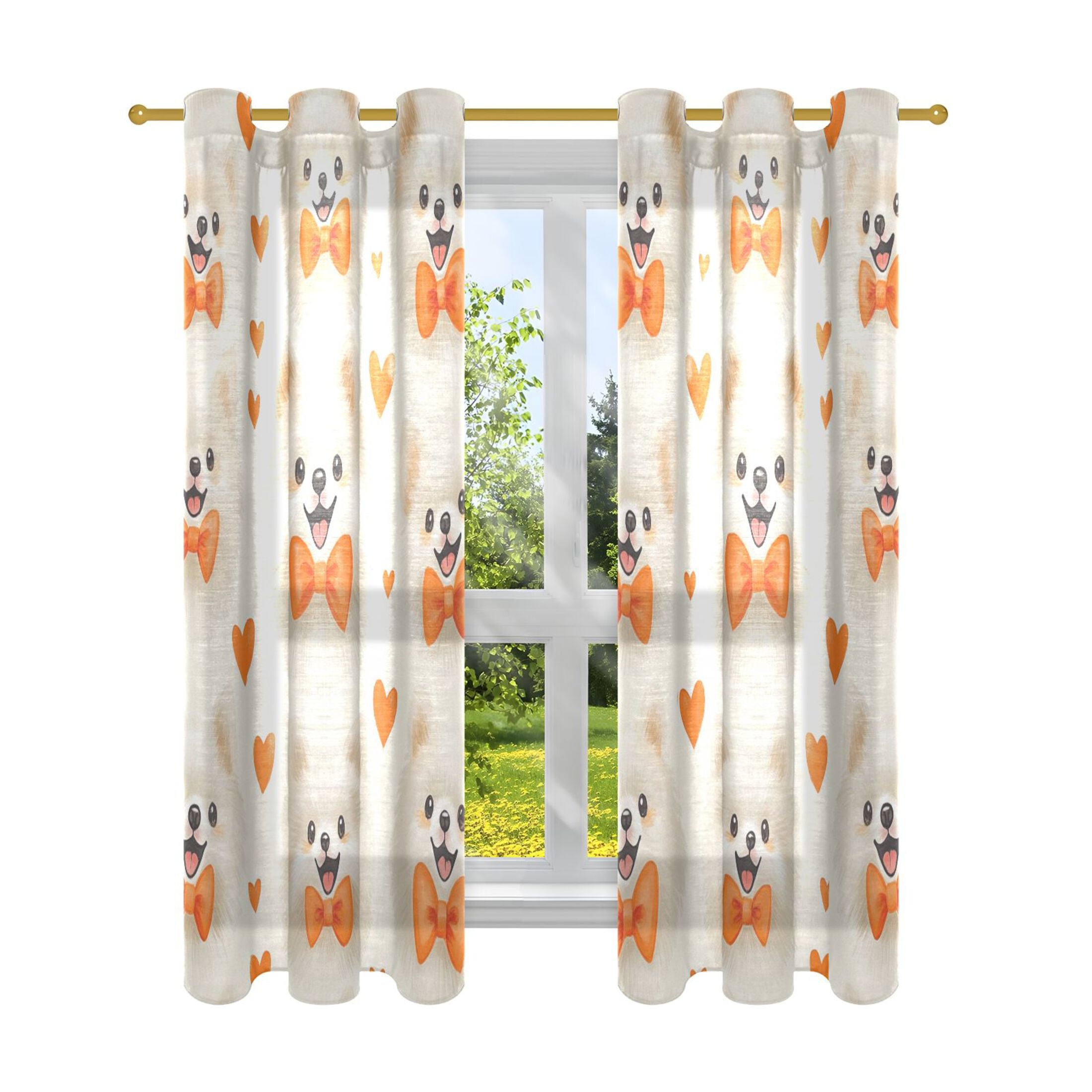 BZSMCE Window Curtain Panels Fashion Pomeranian Party Printed 63x42in ...