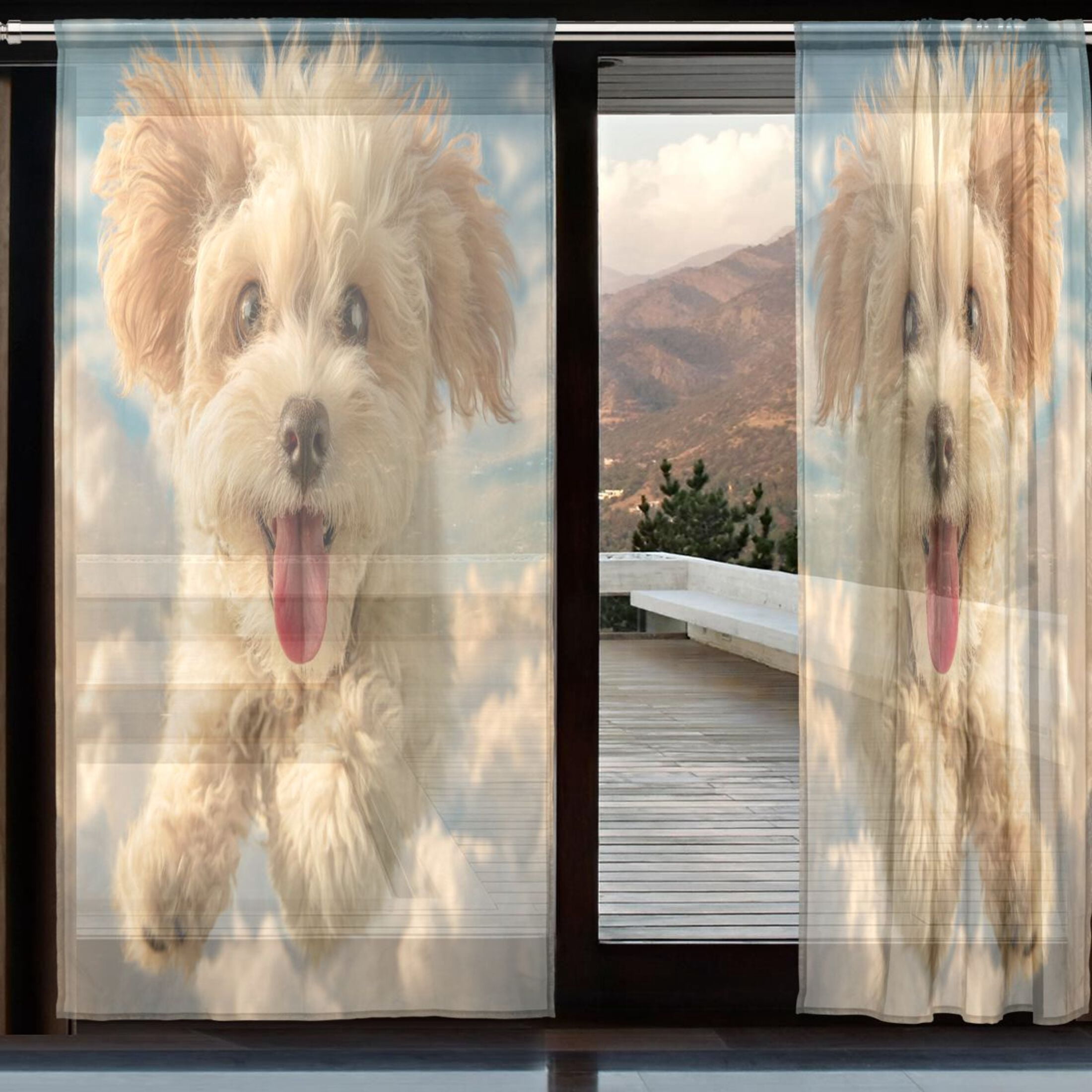 BZSMCE Window Curtain Panels Set Of 2 In Fluffy Cloud Curly Pup Printed ...