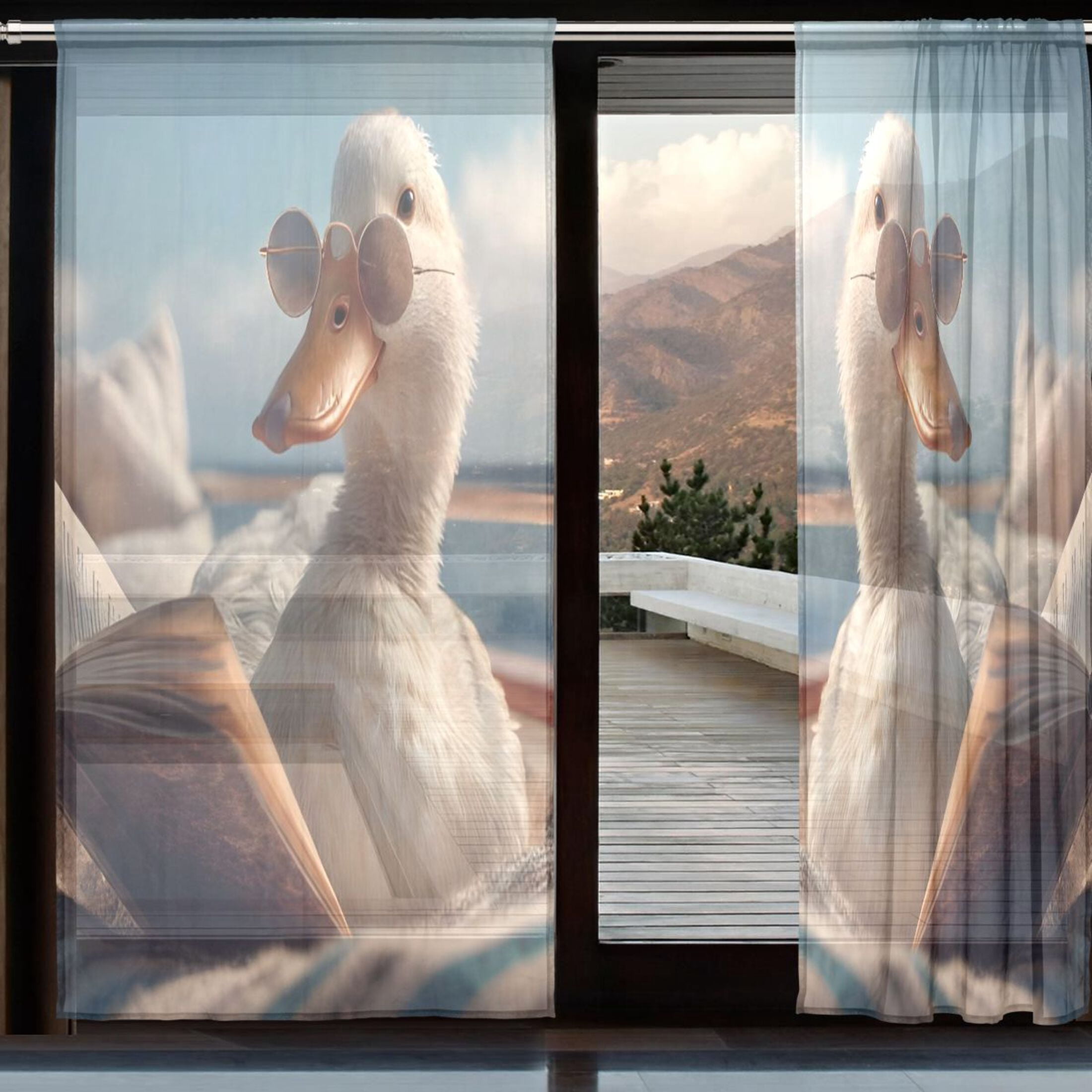 BZSMCE Window Curtain Panels Set Of 2 In Lounge Reading Duck Printed ...