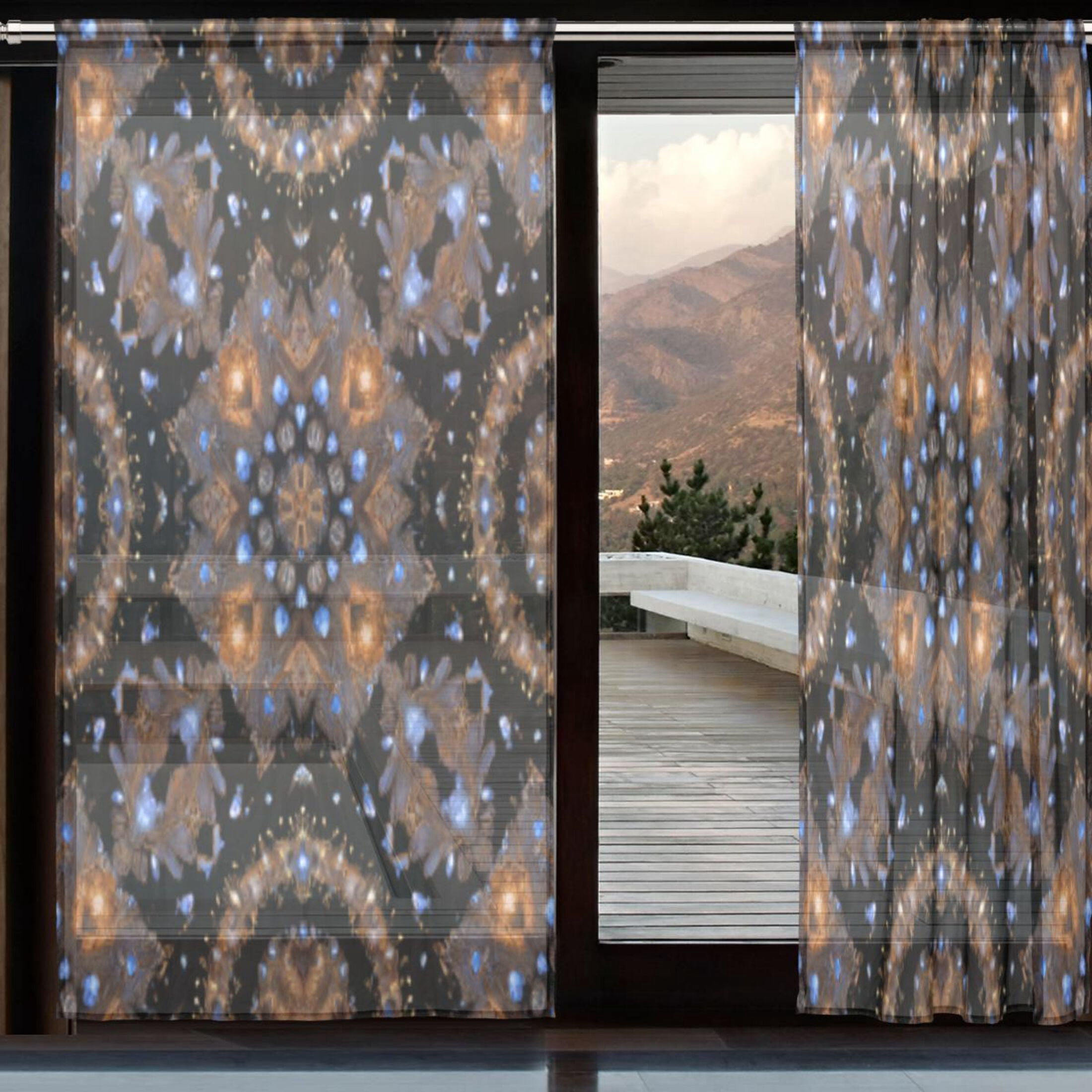 BZSMCE Window Curtain Panels Set Of 2 In Starlit Labyrinth Printed ...