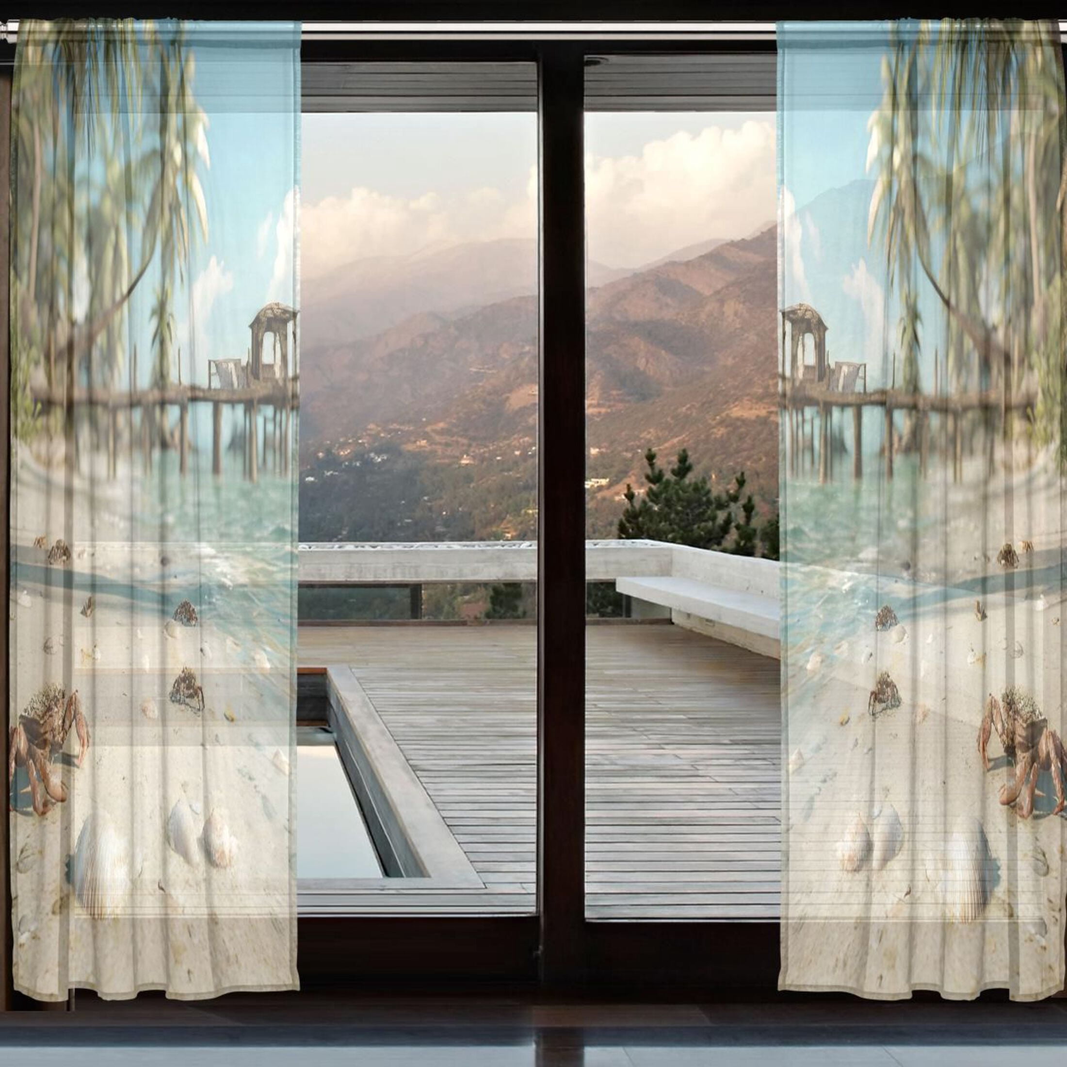 BZSMCE Window Curtain Panels Set Of 2 In Tropical Pier Printed ...