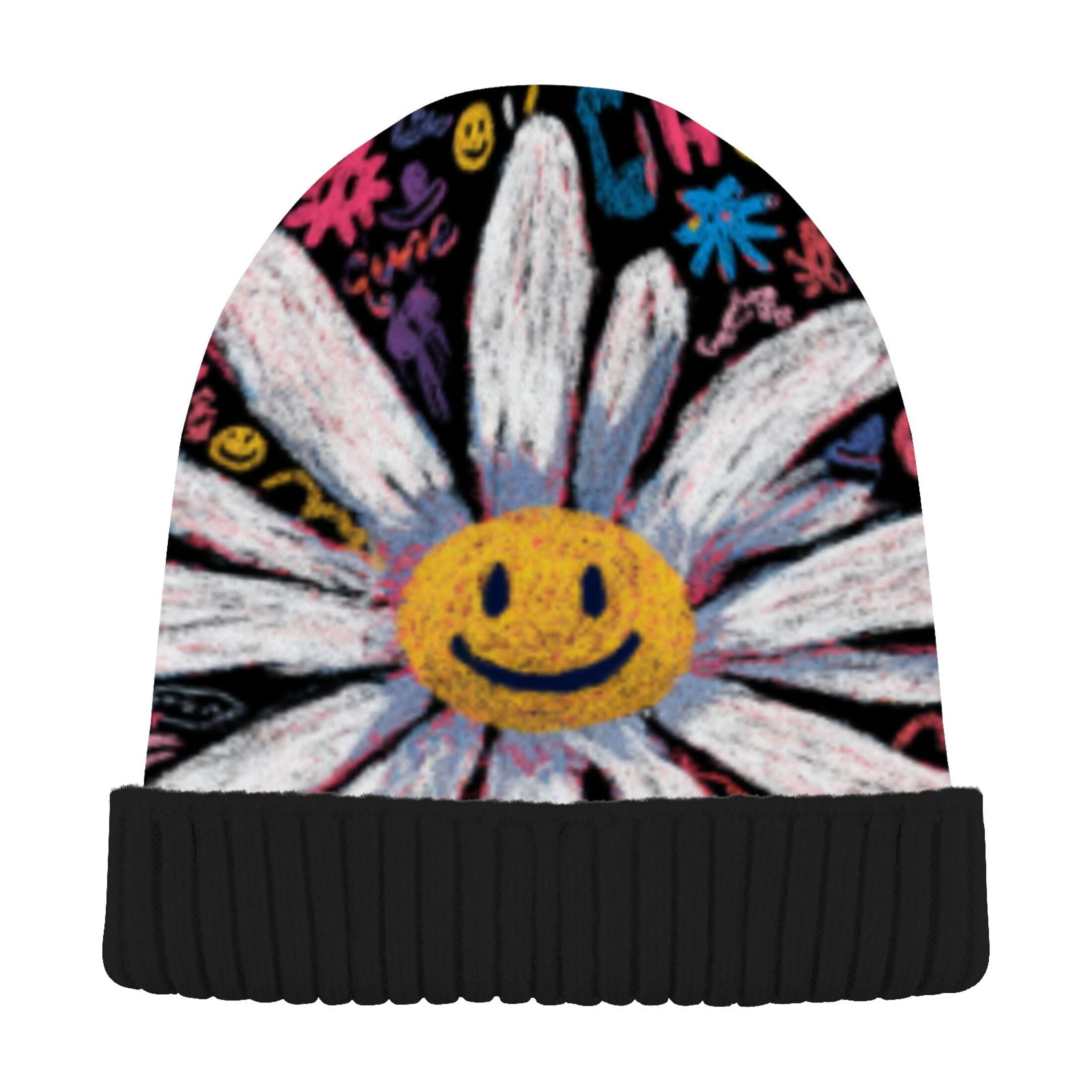 BZSMCE Winter Beanie Hats Warm Cozy Cap Happy Daisy Pattern - Walmart.com