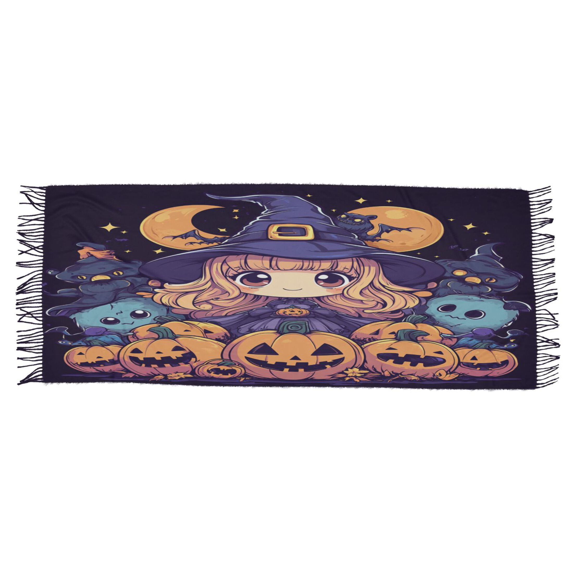 BZSMCE Women Scarf Cartoon Anime Witch Simple Pattern Soft Warm Long ...