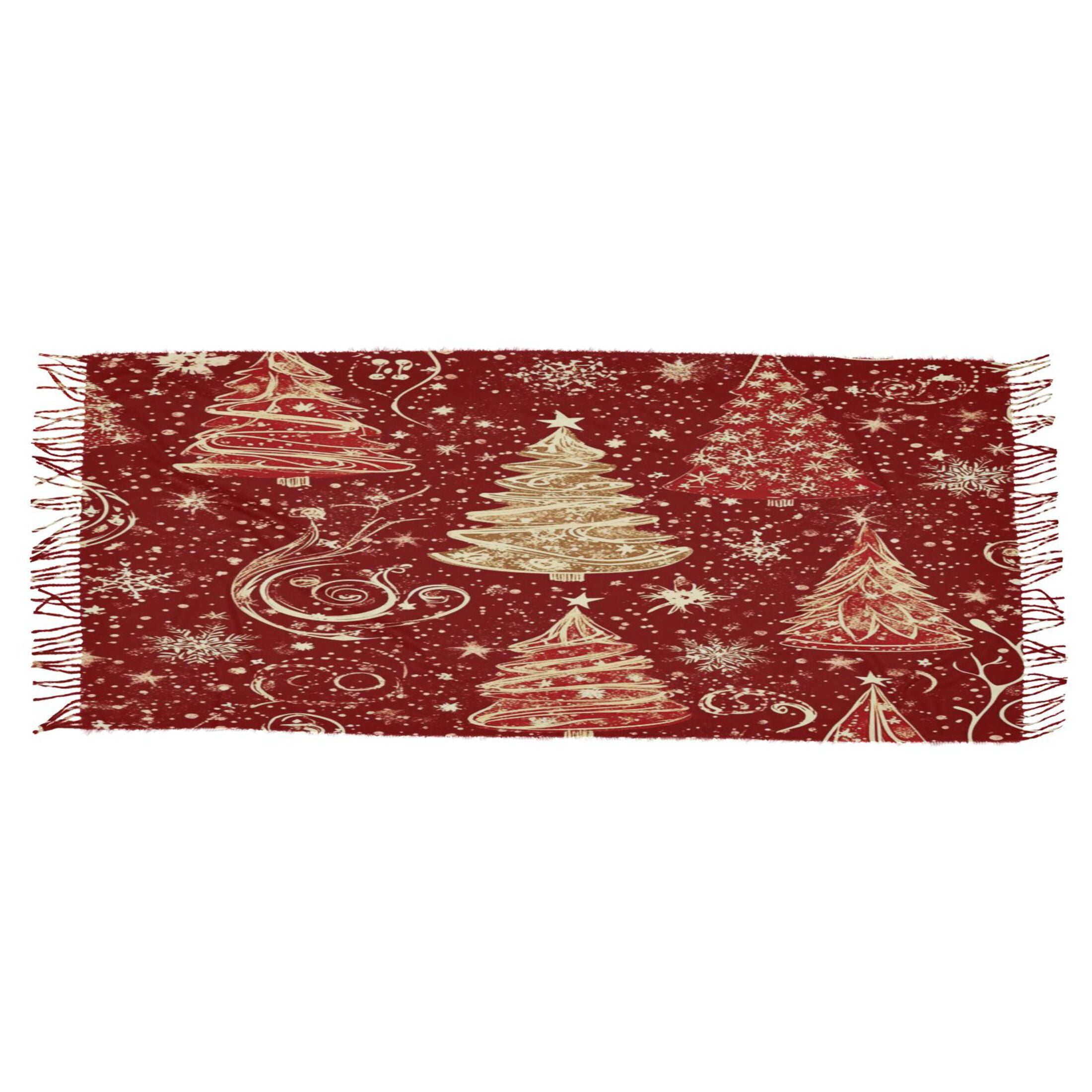 BZSMCE Women Scarf Christmas Trees with Sonwflake Simple Pattern Soft ...
