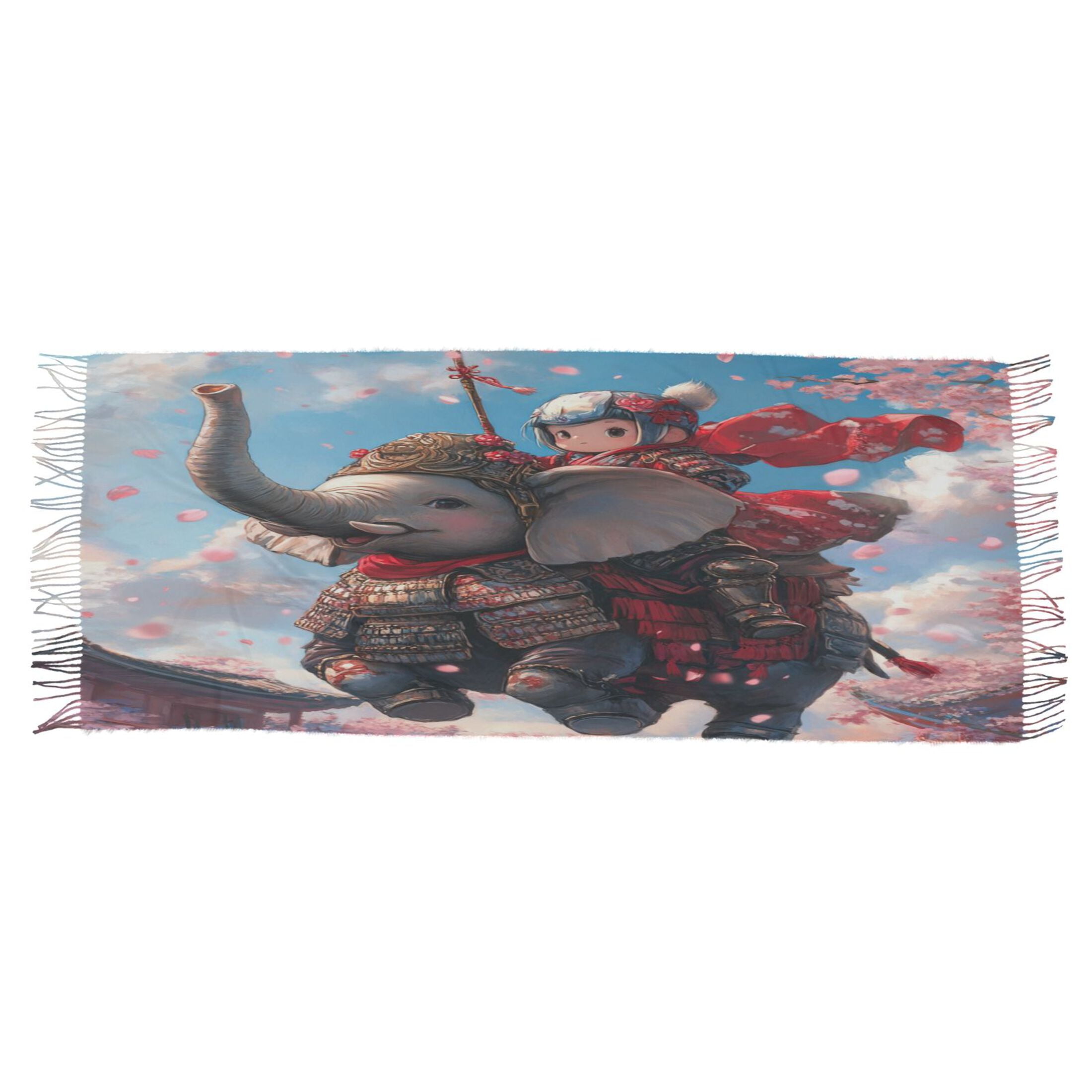 BZSMCE Women Scarf Cute Anime Elephant Knight Simple Pattern Soft Warm ...