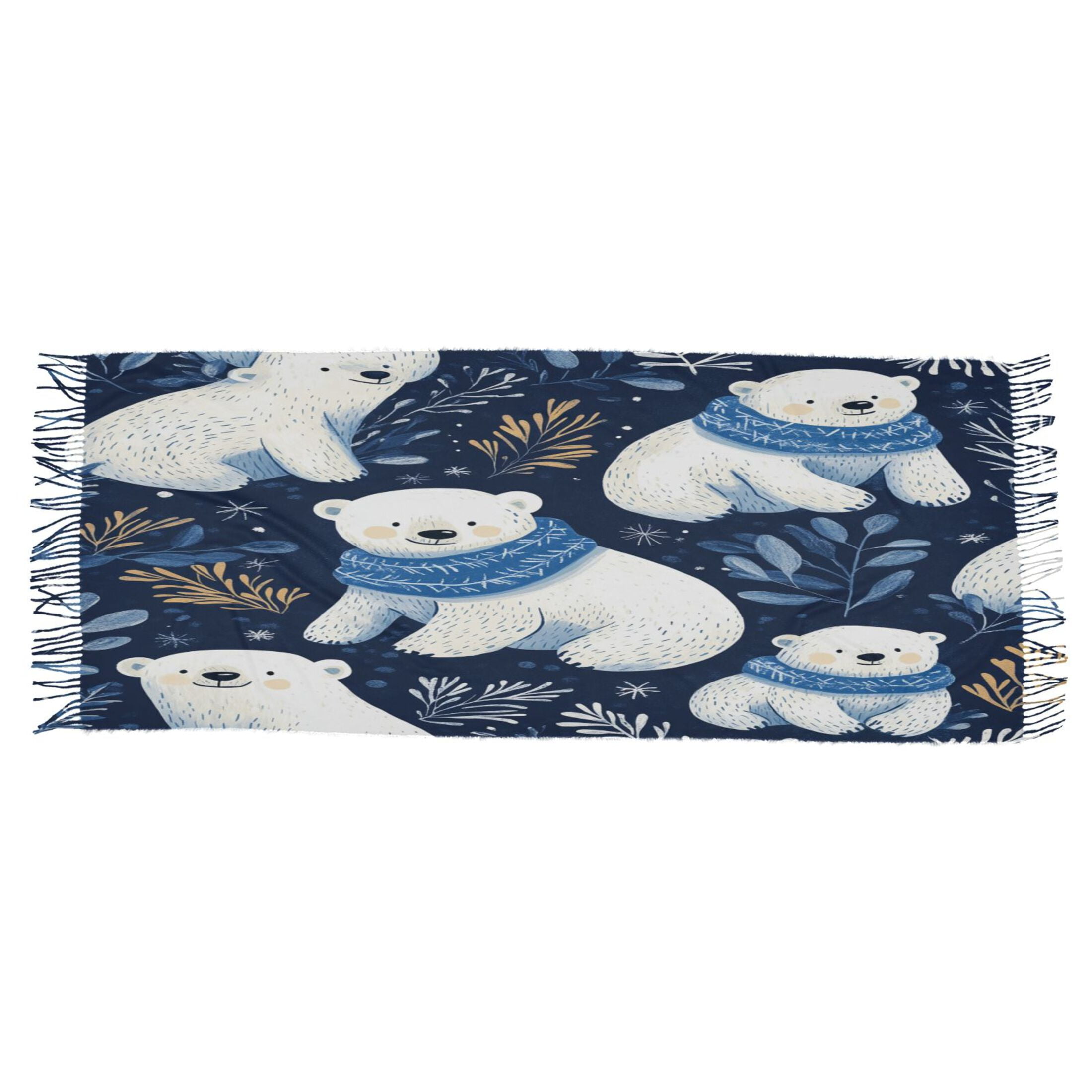 BZSMCE Women Scarf Cute Polar Bears in Blue Scarf Simple Pattern Soft ...