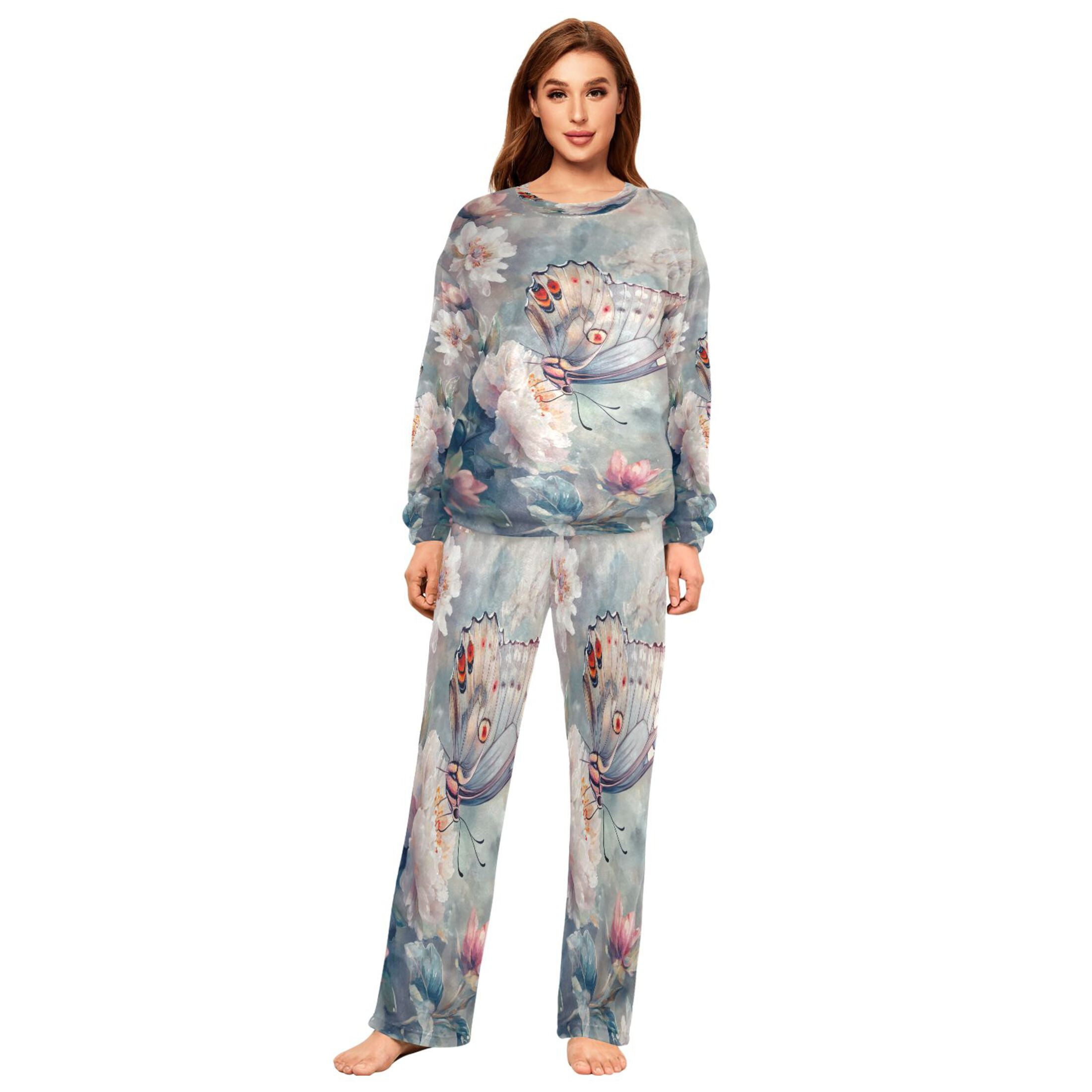 BZSMCE Women Slim Pajamas Loose Style Female Fashion Butterfly on ...