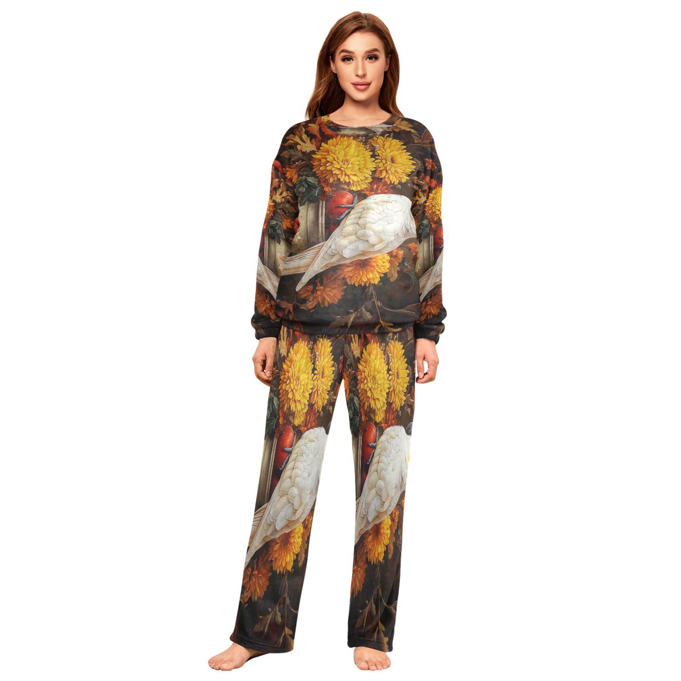 BZSMCE Women Slim Pajamas Loose Style Female Fashion Cockatoo with ...