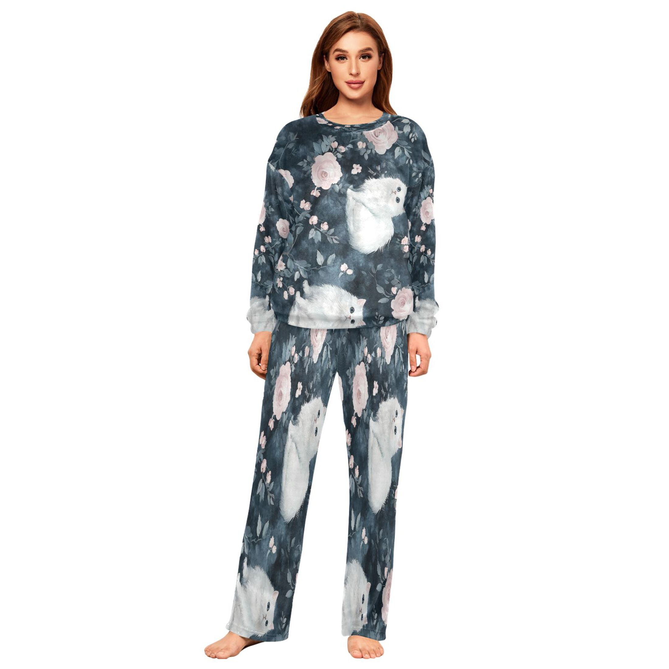 BZSMCE Women Slim Pajamas Loose Style Female Fashion Enchanted White ...