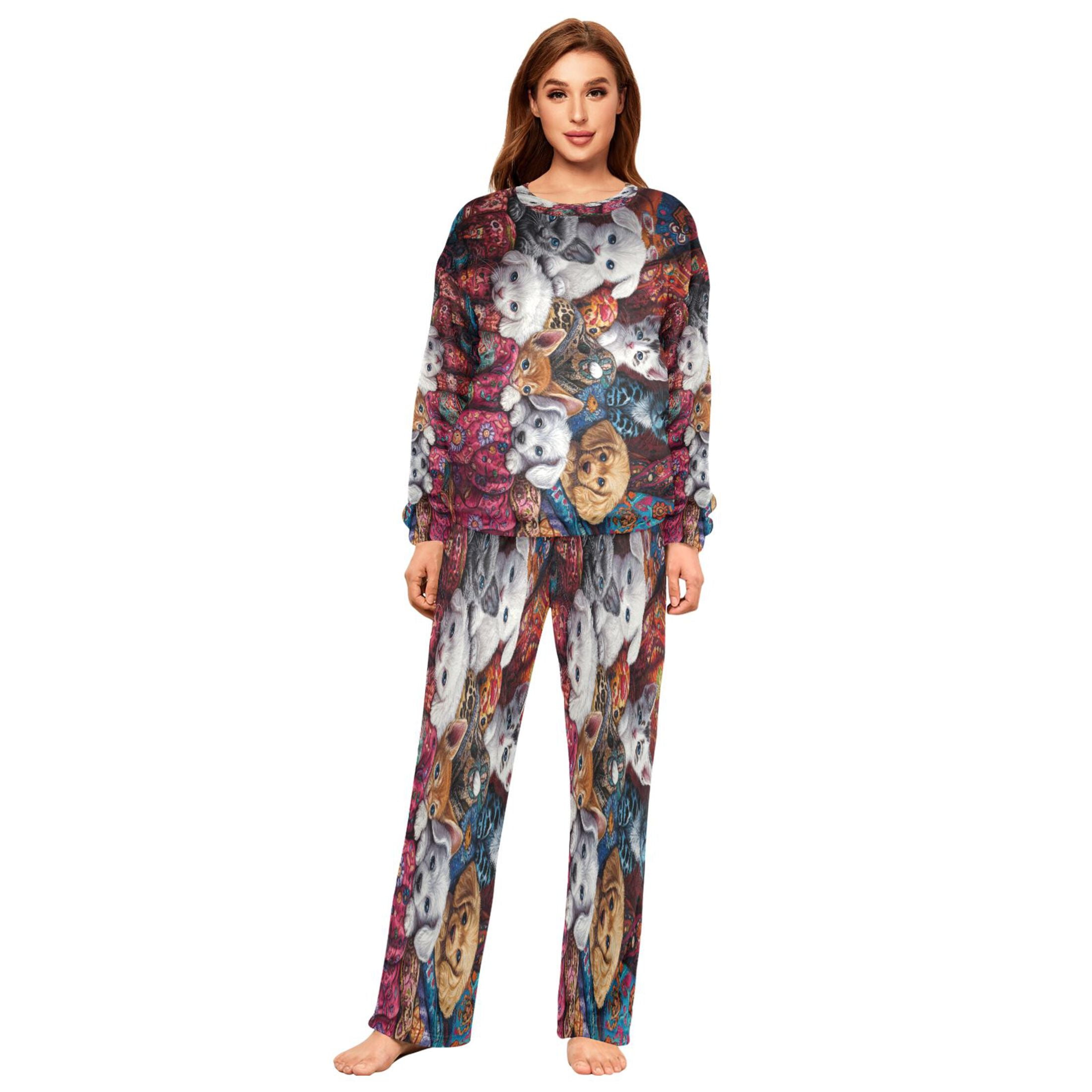 BZSMCE Women Slim Pajamas Loose Style Female Fashion He Purrfect ...