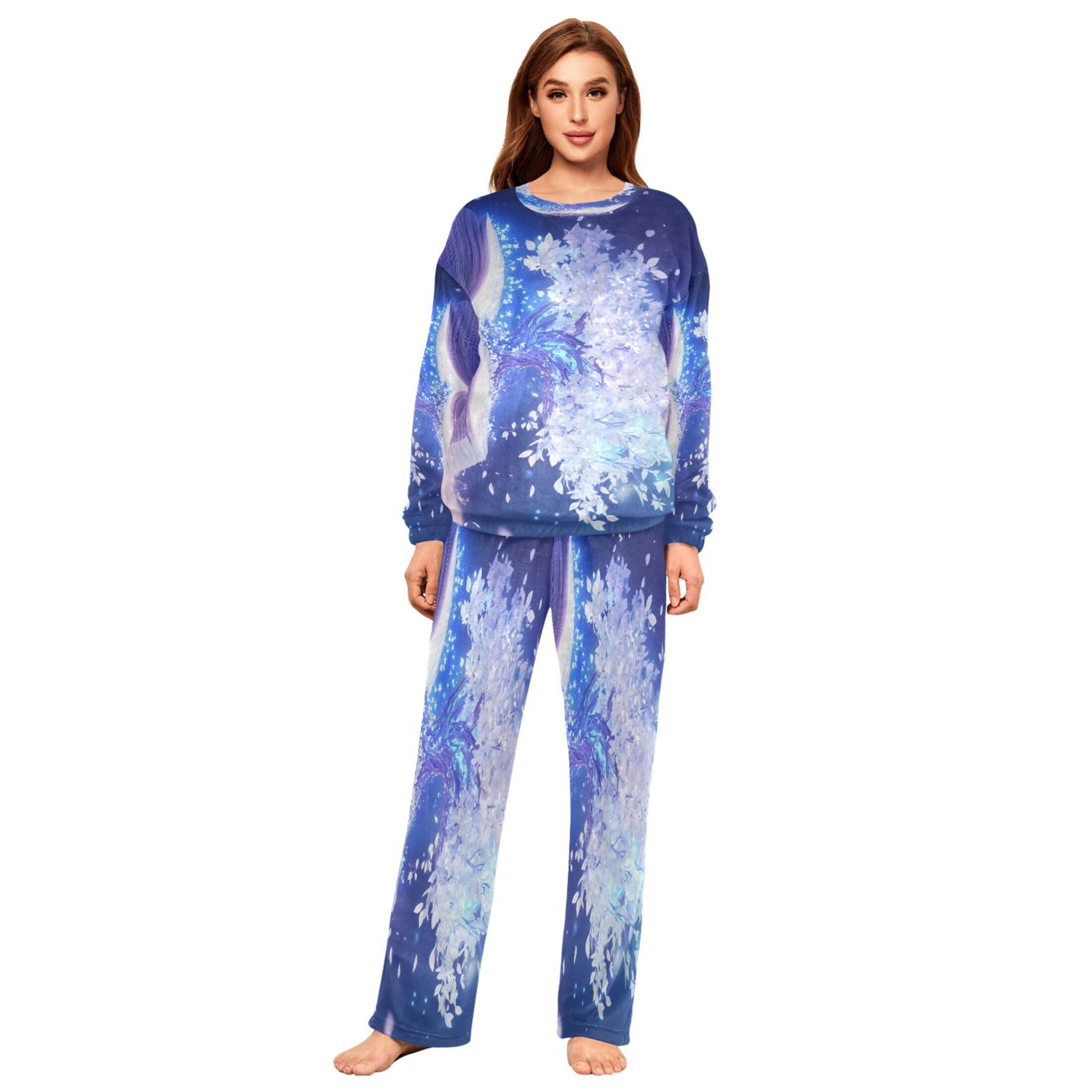 BZSMCE Women Slim Pajamas Loose Style Female Fashion Magical Book White ...