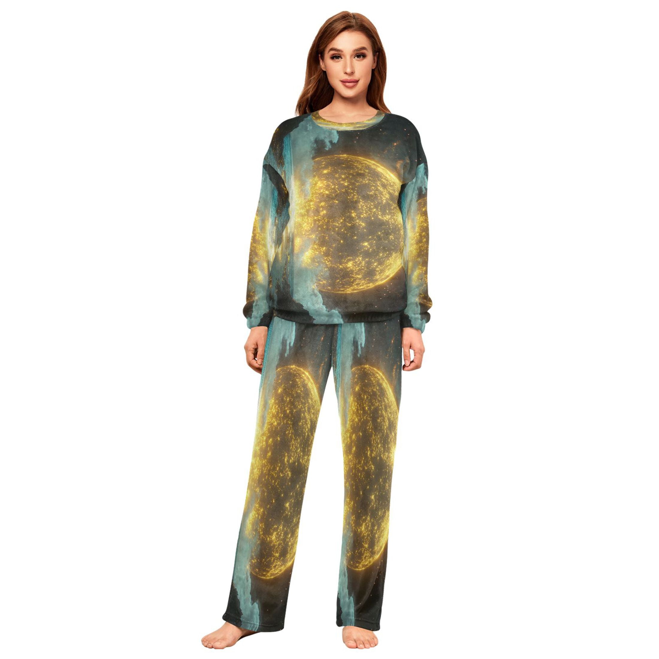 BZSMCE Women Slim Pajamas Loose Style Female Fashion Moonlit Ocean ...