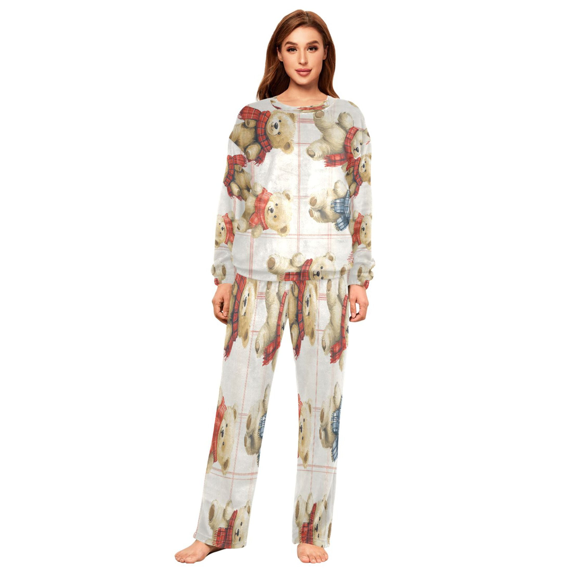 BZSMCE Women Slim Pajamas Loose Style Female Fashion Playful Bears in ...