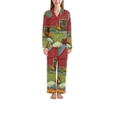 BZSMCE Womens Pajams Set Minimalist Style-Red House Sky Pattern ...