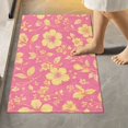 BZSMCE Yellow Hibiscus Pattern 2-Piece Non-Slip Absorbent Bathroom Rug ...