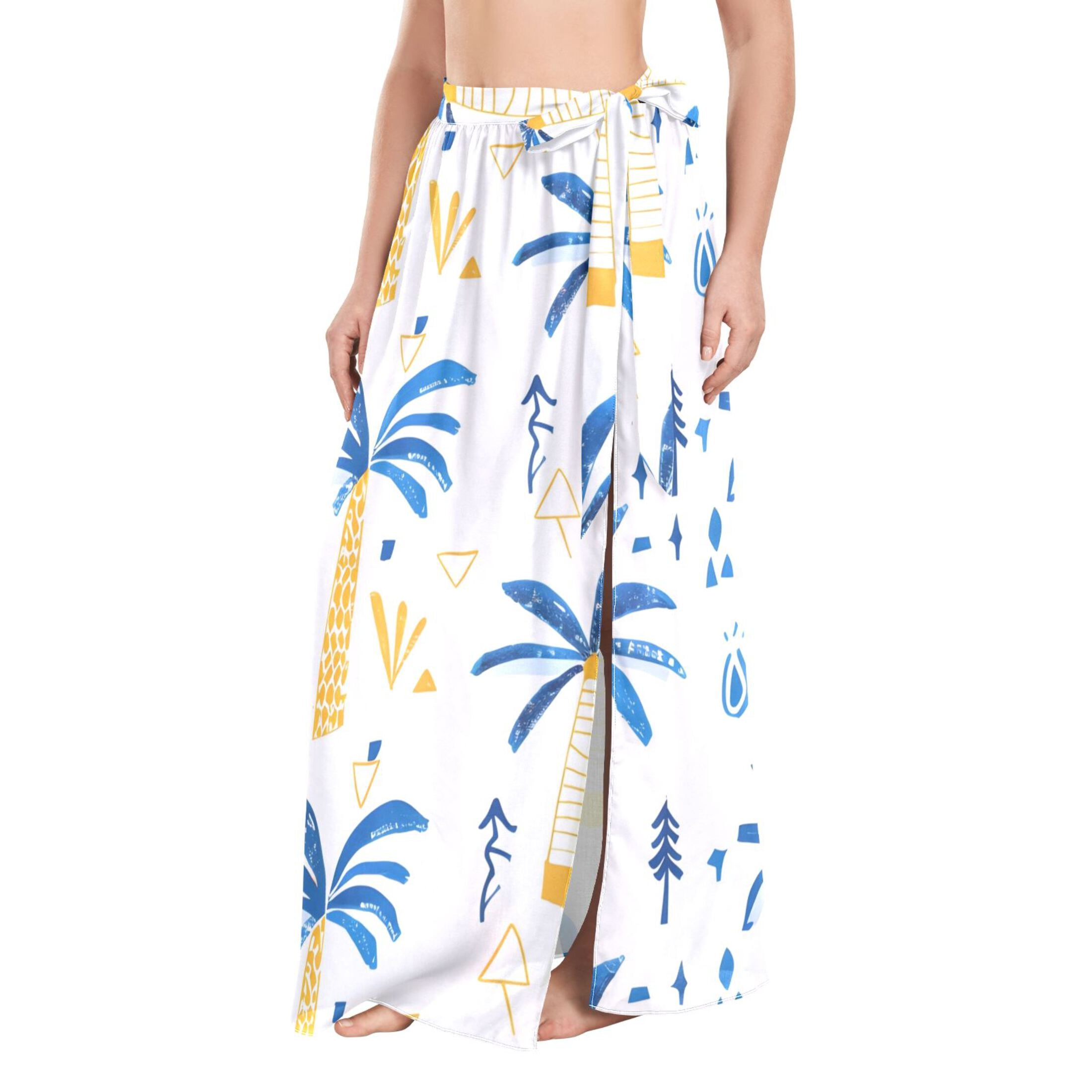 BZSMCE Yellow Trees Maxi Cover-Up Skirt, Lightweight Quick-Dry Fabric ...