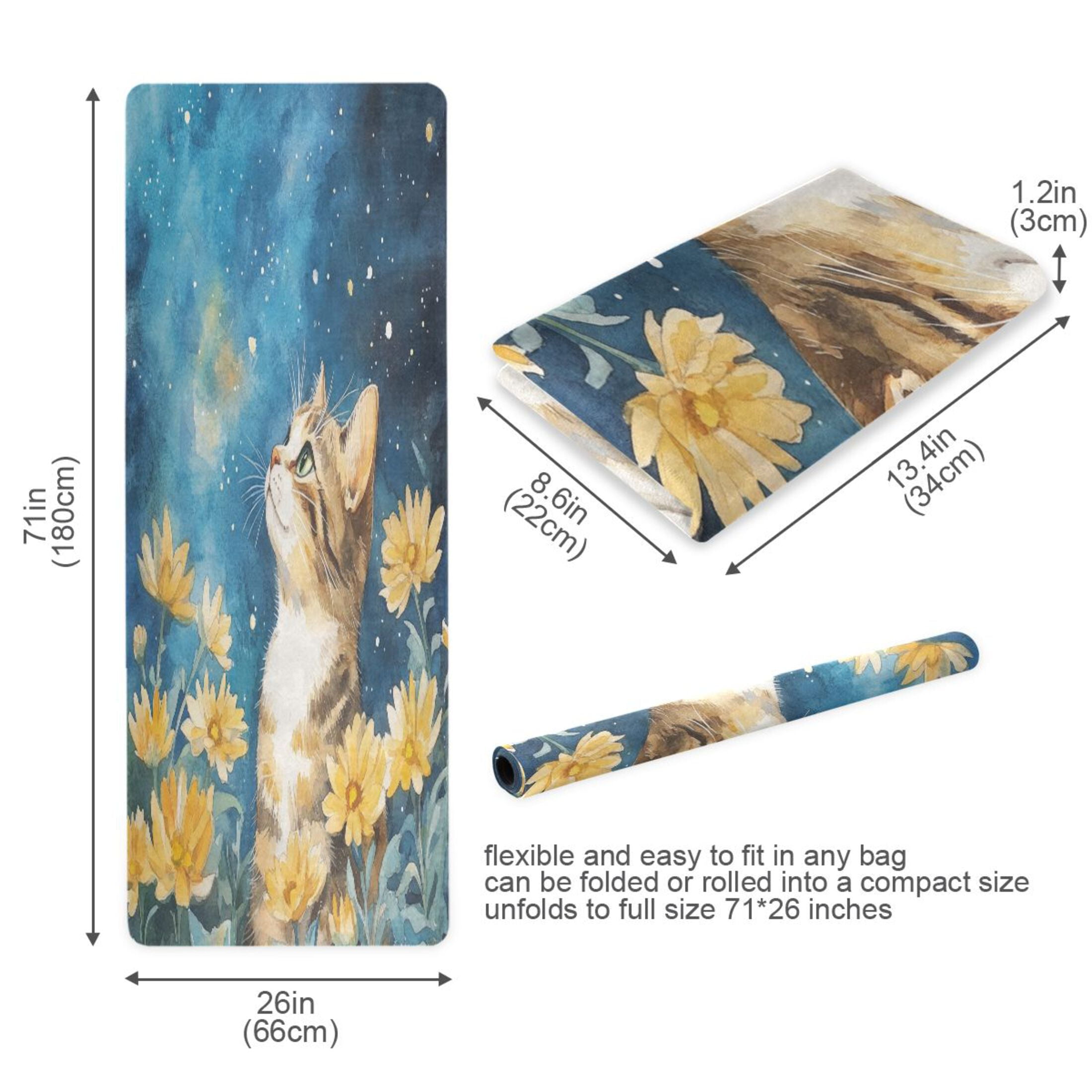BZSMCE Yoga Mat Women Cat Gazing at Starry Sky Fitness Mat - Walmart.com