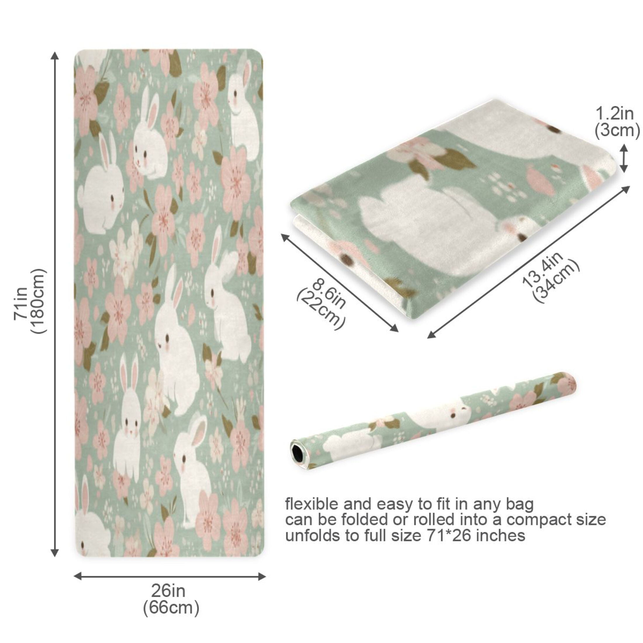 BZSMCE Yoga Mat Women Fitness Mat Blossom Bunny Garden Pattern ...