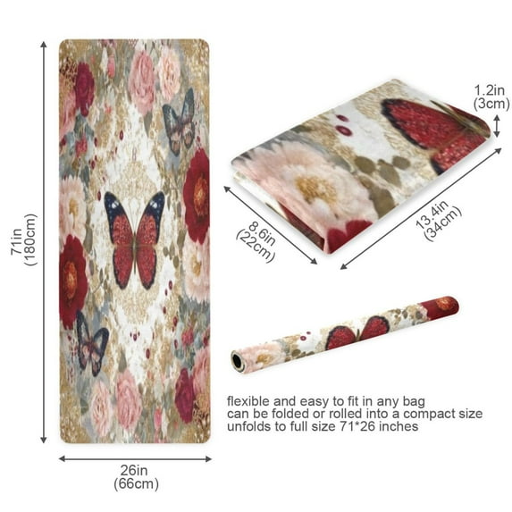 BZSMCE Yoga Mat Women Fitness Mat Blush Rose Jewel Butterflies Pattern ...