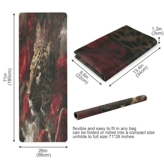 BZSMCE Yoga Mat Women Fitness Mat Crowned Leopard Roses Pattern ...
