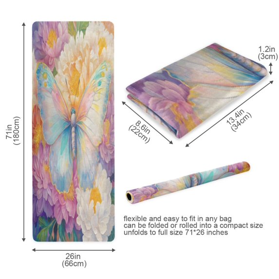 BZSMCE Yoga Mat Women Fitness Mat Elegant Butterfly Among Peonies ...