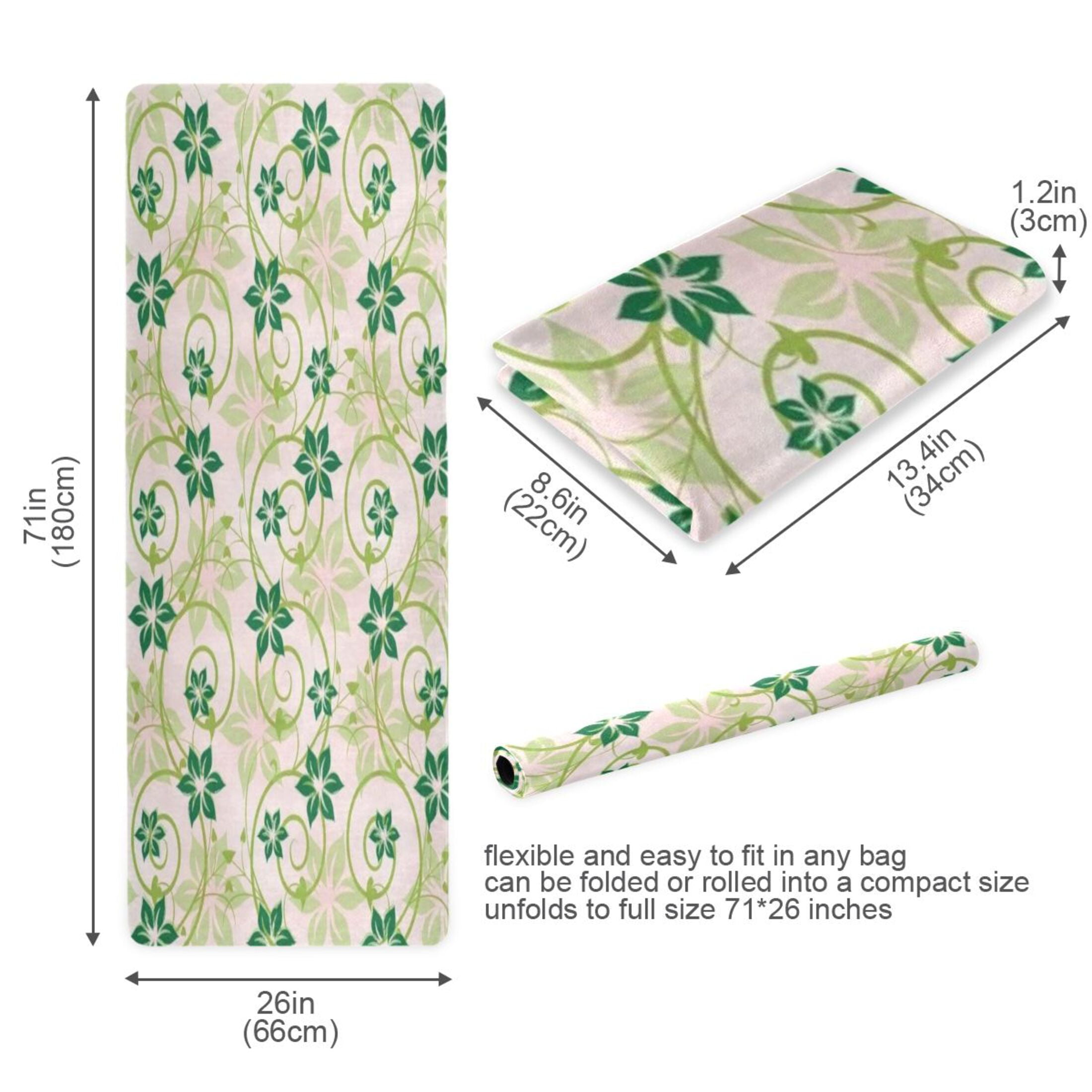 BZSMCE Yoga Mat Women Fitness Mat Green Vine Scroll Elegance Pattern ...
