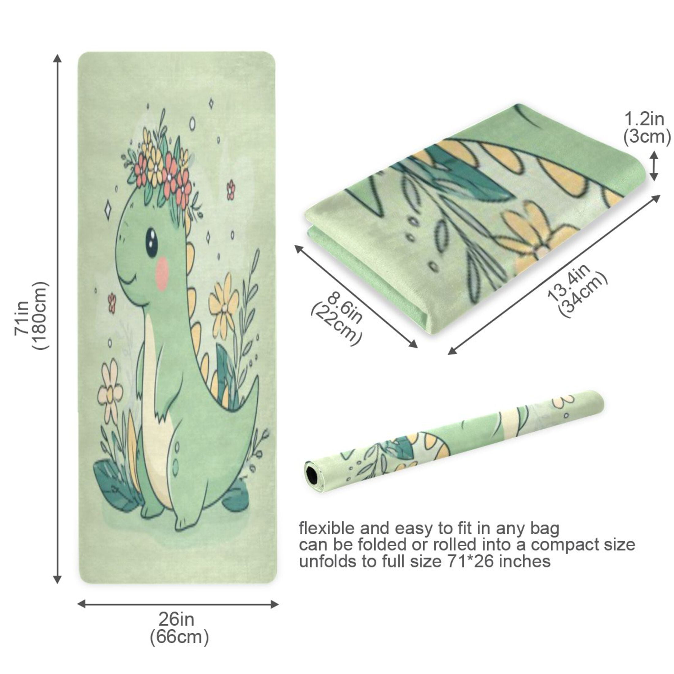 BZSMCE Yoga Mat Women Fitness Mat Lossom Crown Green Dino Pattern ...