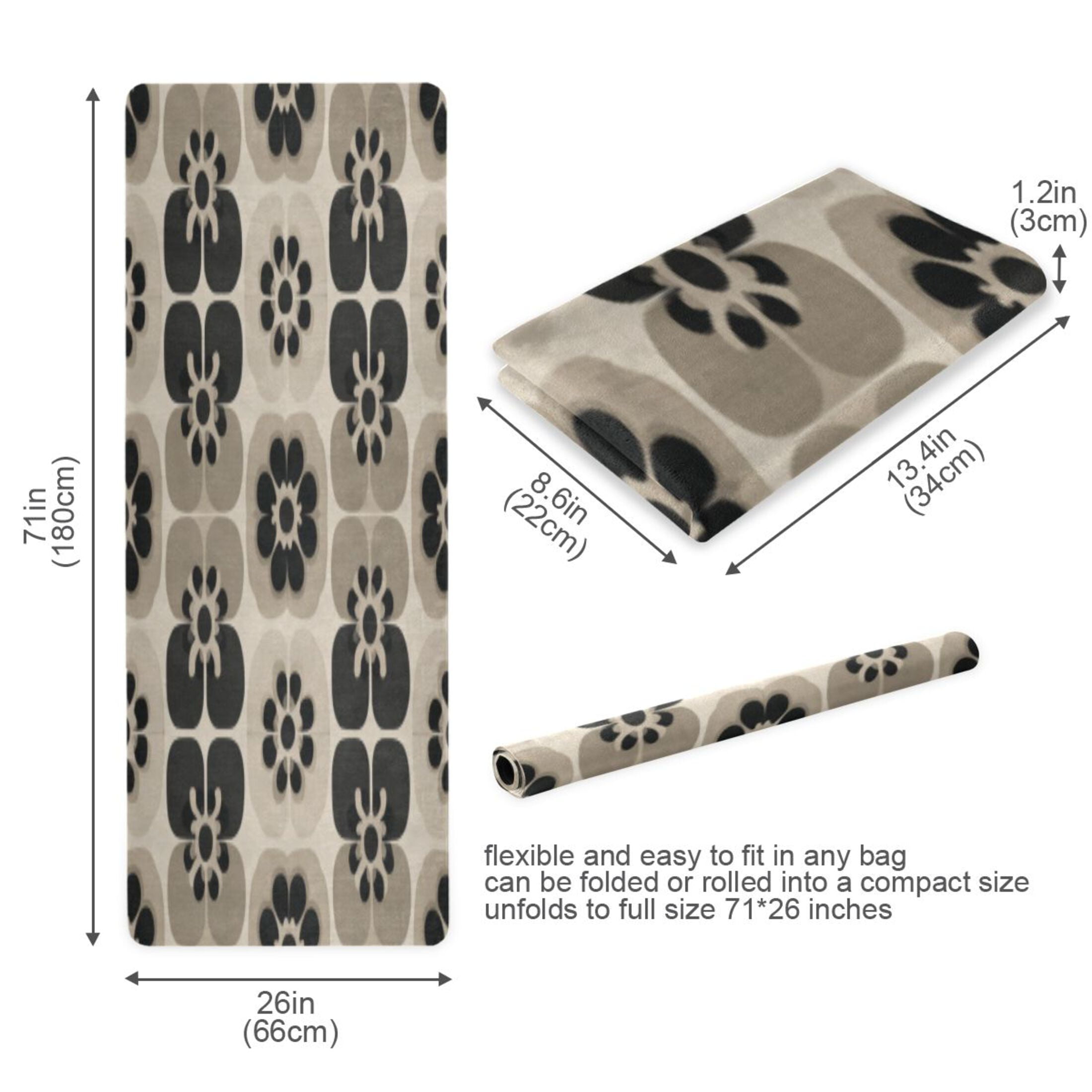 BZSMCE Yoga Mat Women Fitness Mat Mid - Century Floral Grid Art Pattern ...