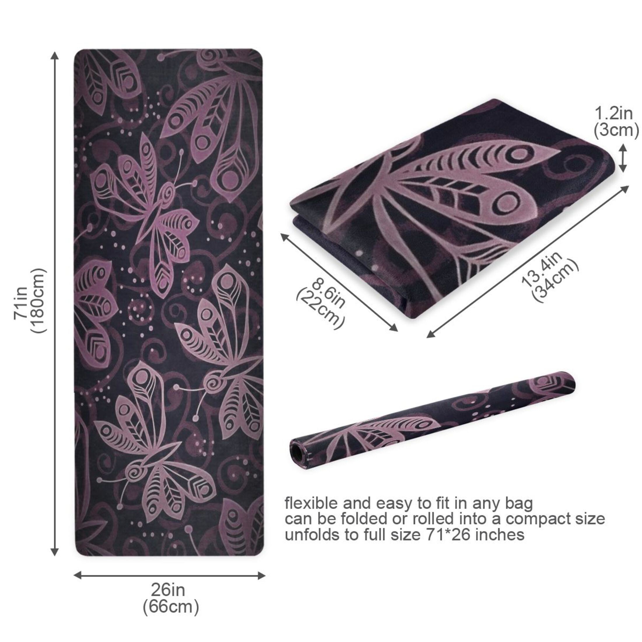 BZSMCE Yoga Mat Women Fitness Mat Midnight Butterfly Lace Pattern ...