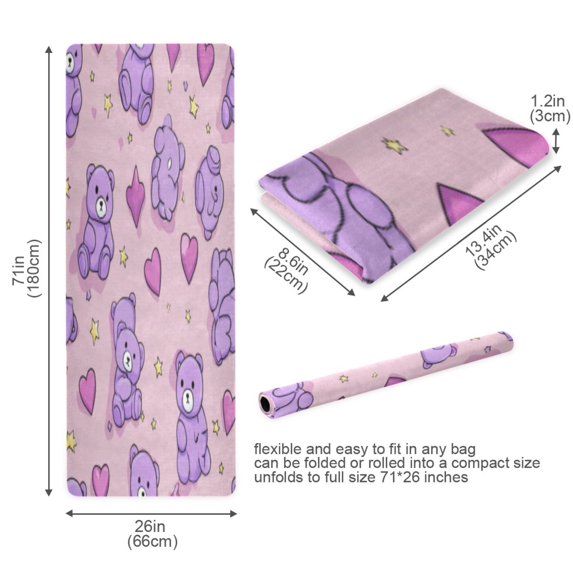 BZSMCE Yoga Mat Women Fitness Mat Pastel Teddy Heart Playful Print ...